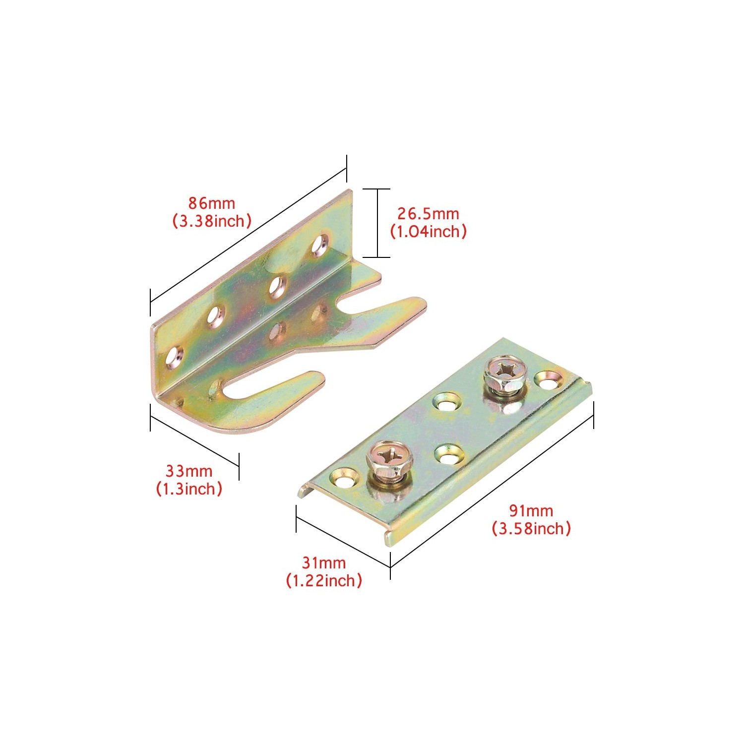 Bed Brackets Corner, GLANICS 4 Sets Bed Rail Brackets, Bed Hinges ...
