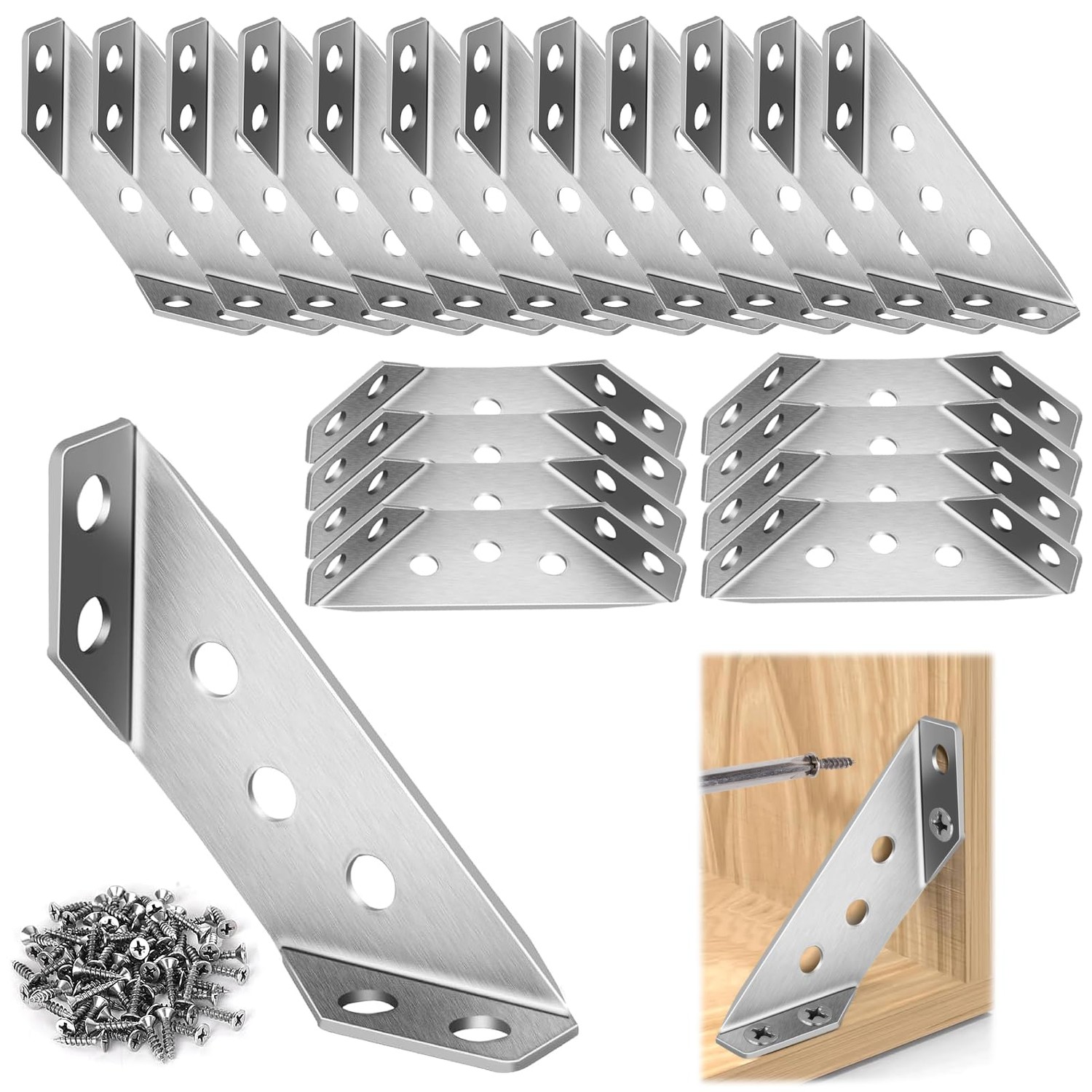 20 Pcs Corner Connector, Stainless Steel Angle Brackets, Corner ...
