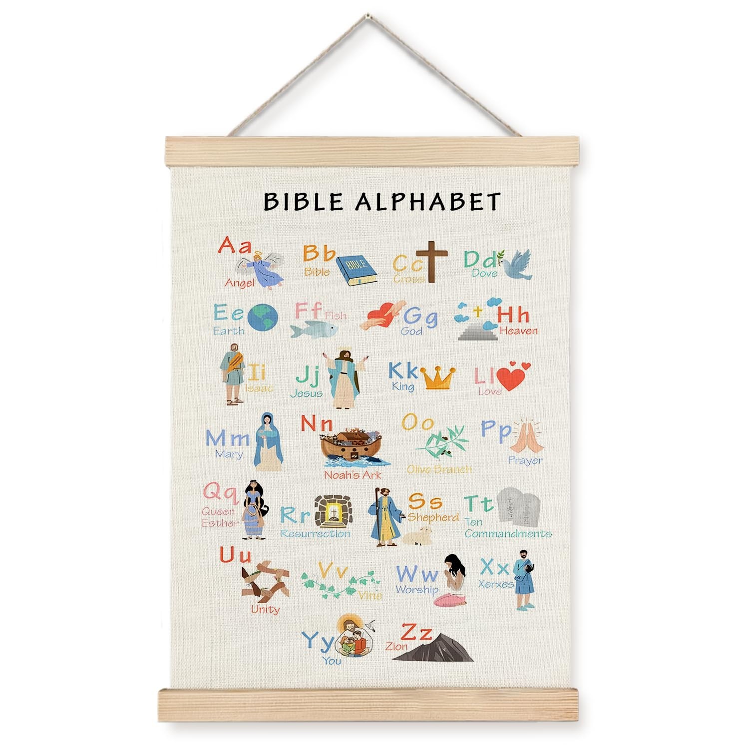 Supwhd Bible Verse Posters for Kids, Bible Alphabet Poster Hanger Frame ...