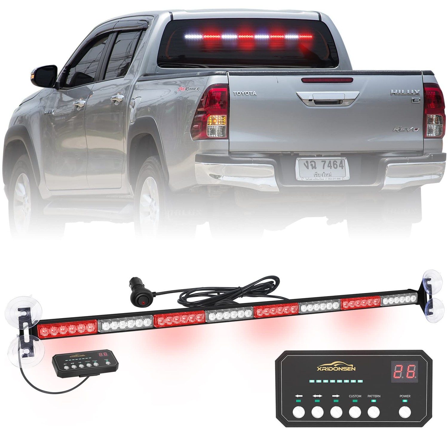 XRIDONSEN 35 inch Traffic Advisor Red White Emergency Light Bar 48 LED ...