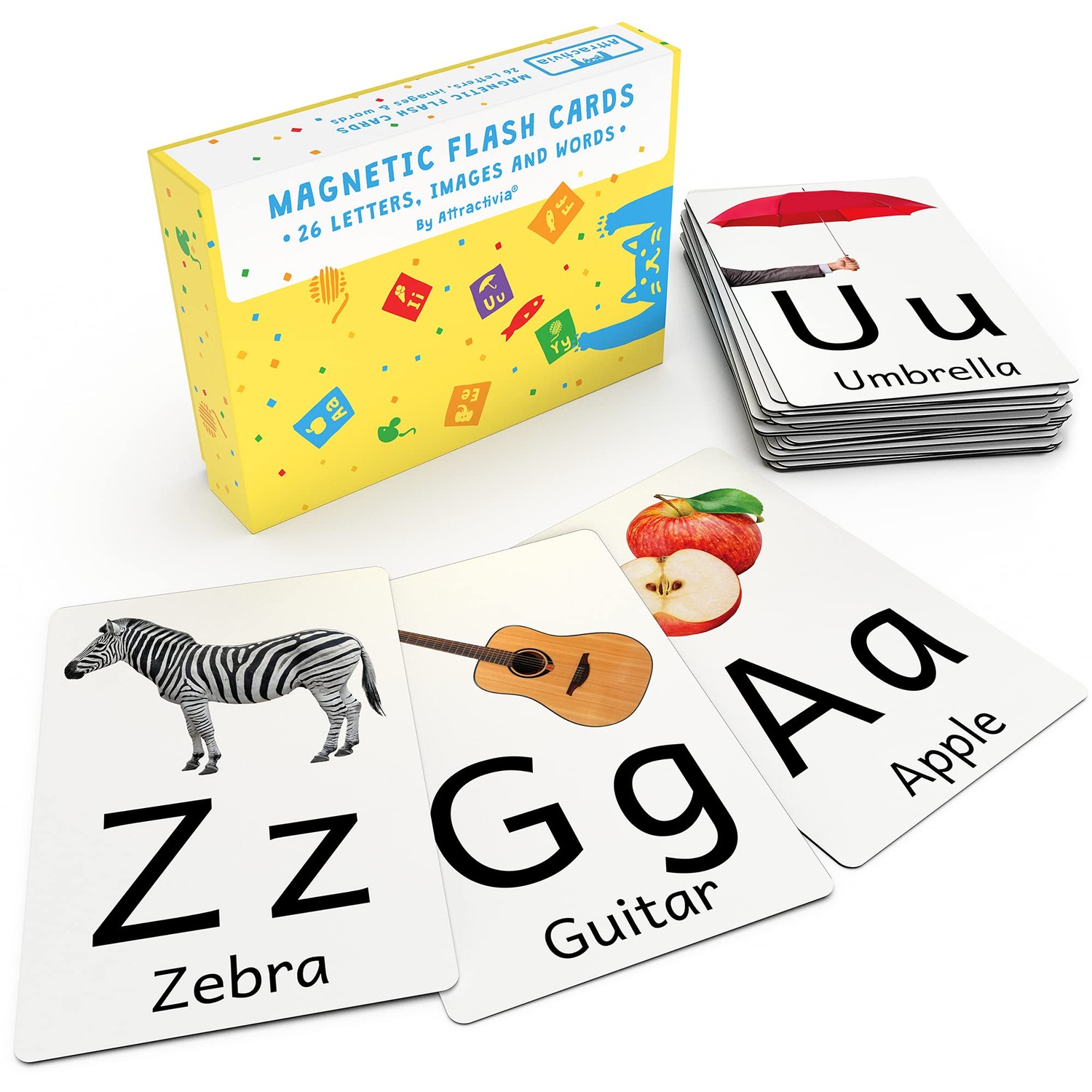Attractivia Magnetic Big Alphabet ABC Picture Flash Cards. 26 Sturdy ...
