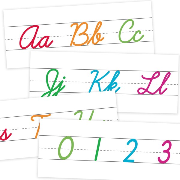 12 Pieces Alphabet Line for Classroom Wall Crayon Cursive Alphabet Line ...