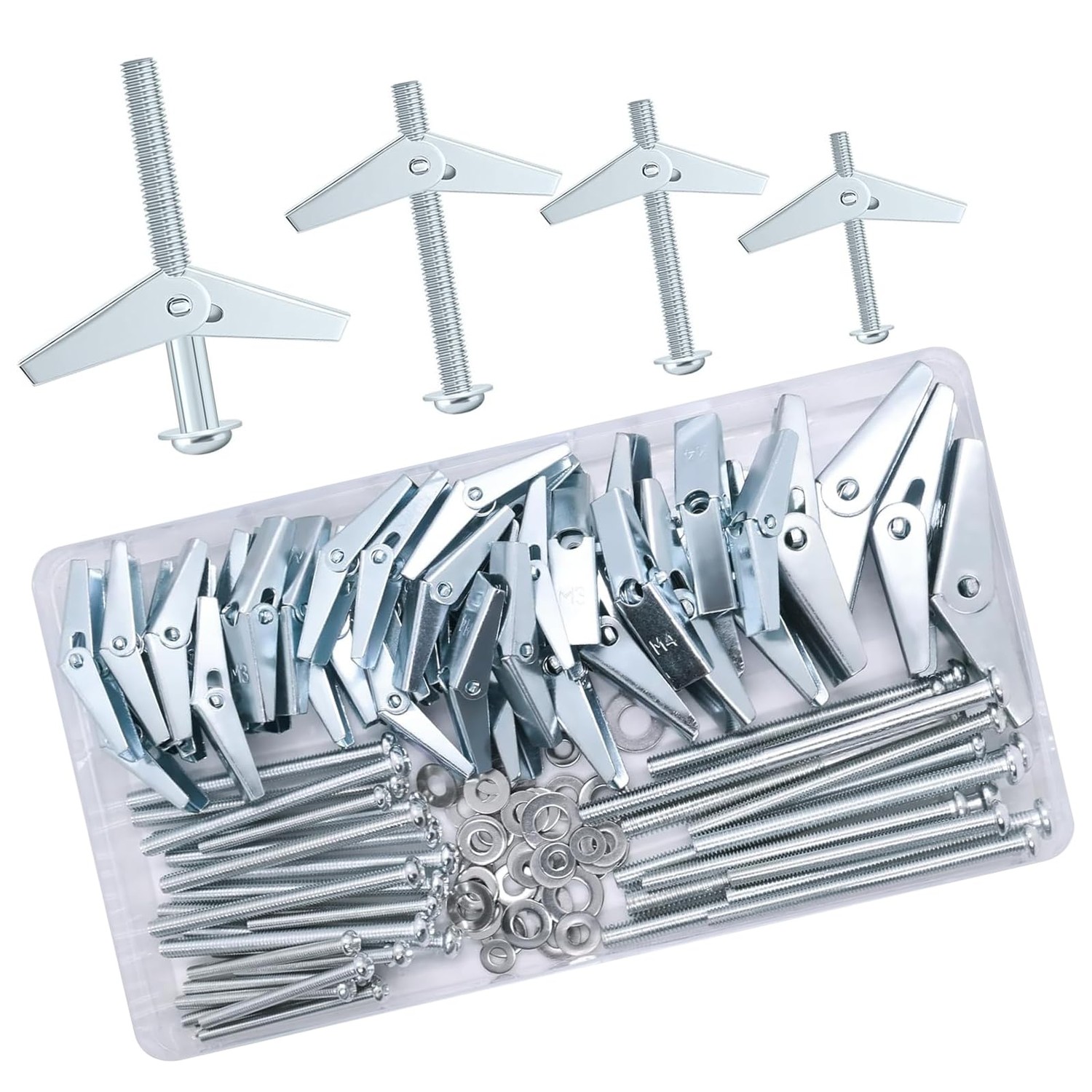 150PCS Plasterboard Fixings, M3 M4 M5 M6 Wing Spring Toggle Bolts 40/50 ...