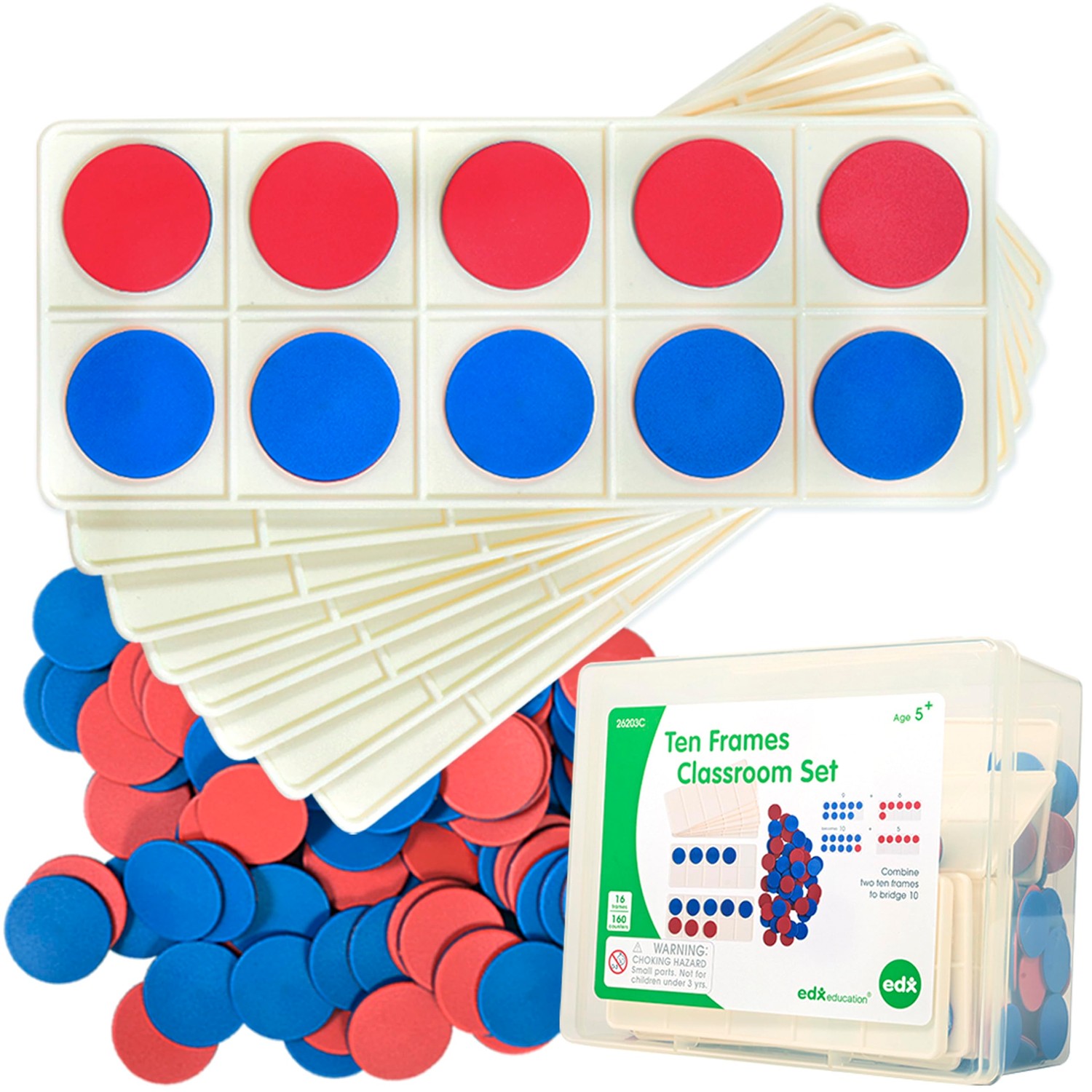 edxeducation Ten Frame Classroom Set - Math Manipulatives for Kids - 16 ...