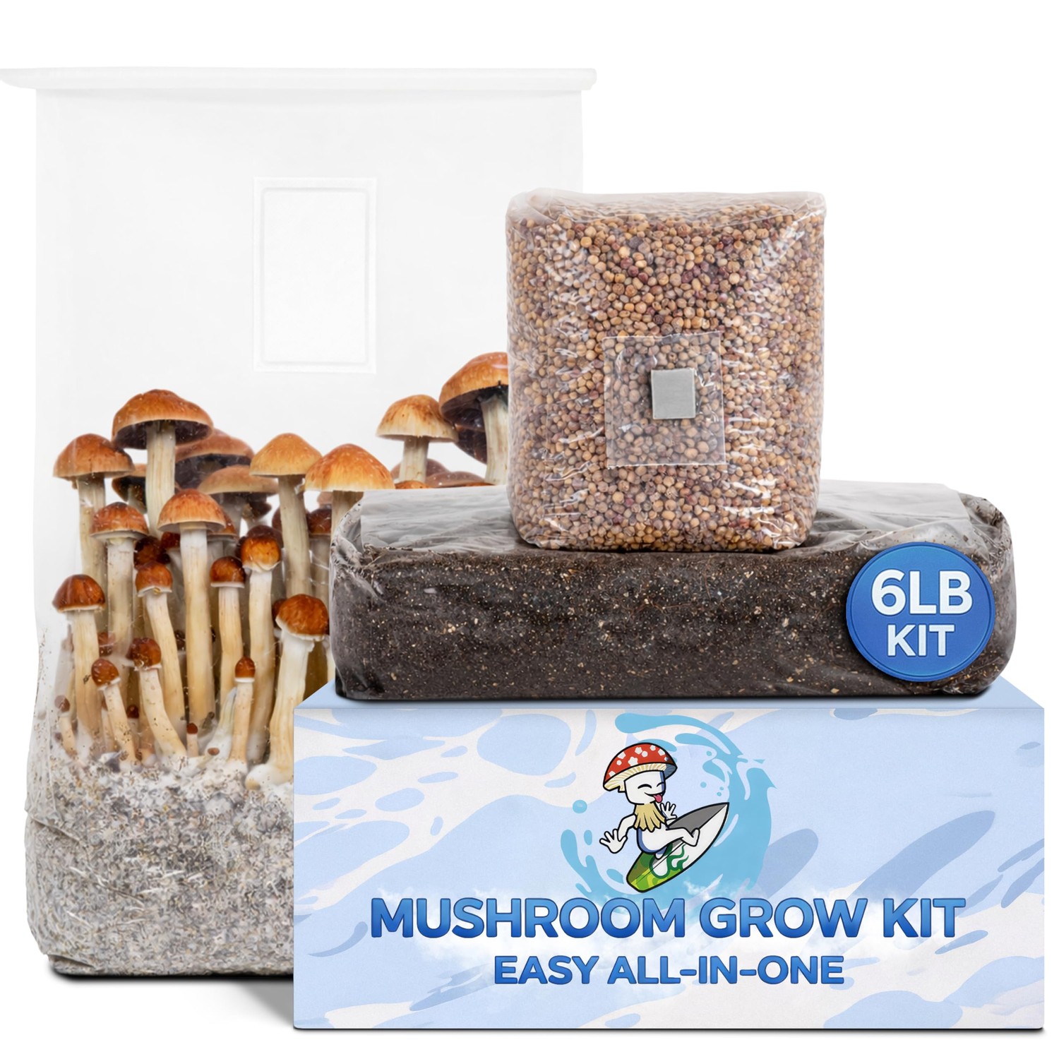 Surfin' Spores All-in-One Mushroom Grow Kit | Mushroom Kit | 6 lb Grow ...
