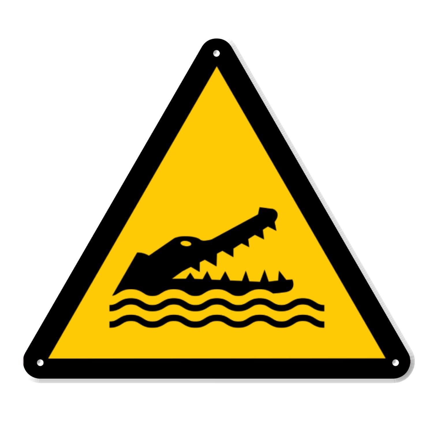 Alligators Crocodiles In Water River Warning Sign - 8 Inch Triangle PVC ...