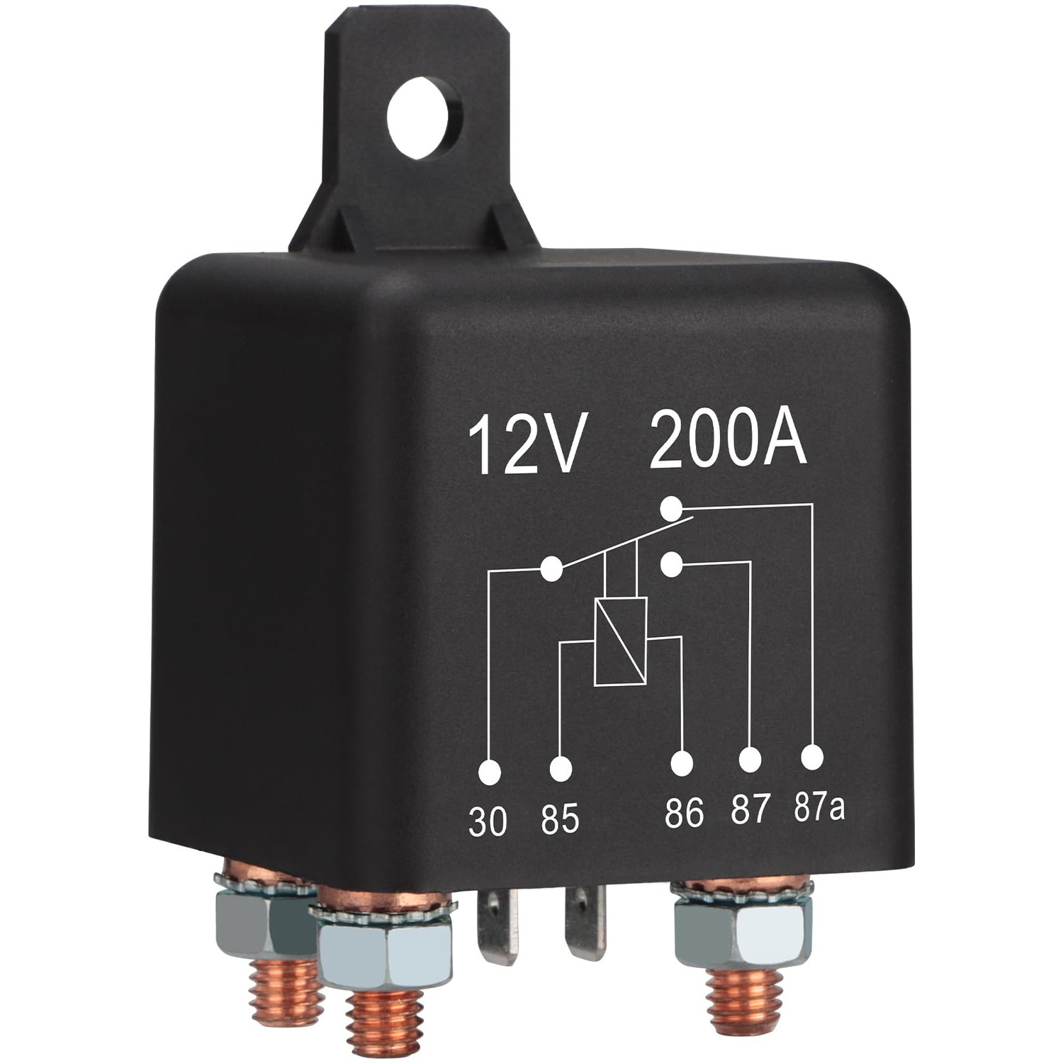 Weasch Starter Relay, 12V 200A, 5 Pin SPDT, Continuous Duty Relay, Car ...