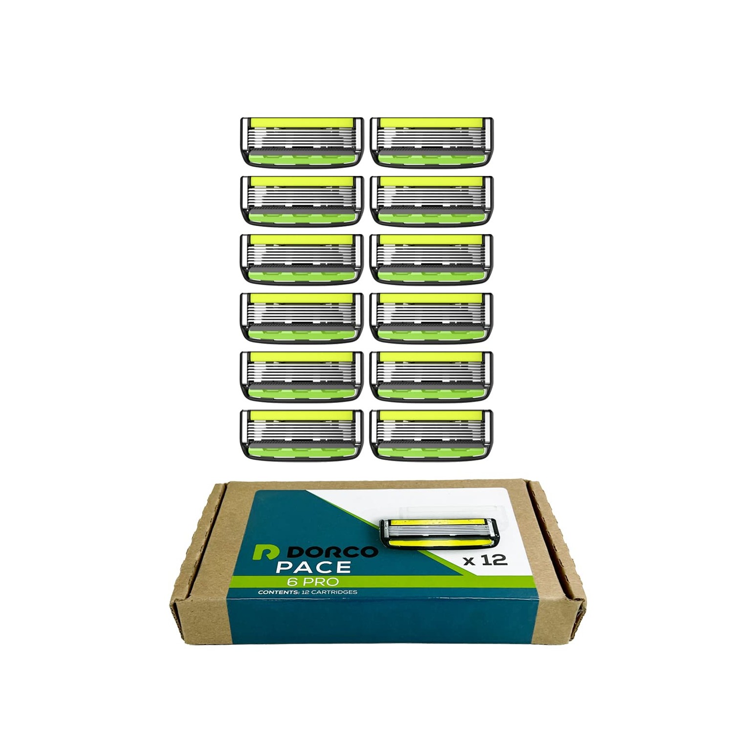 Dorco Pace 6 Pro - Six Blade Razor System with Trimmer - 12 Pack Refill ...