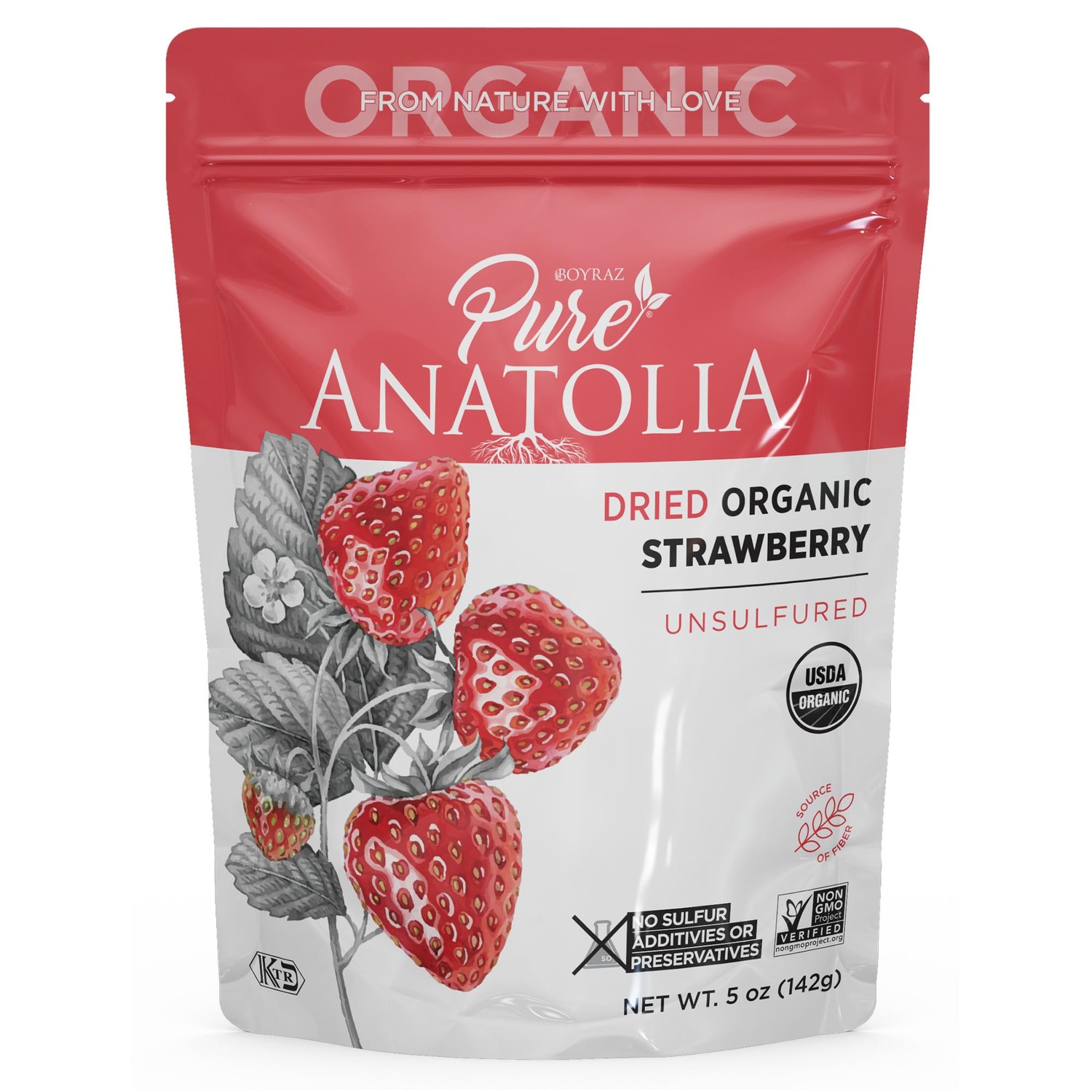 100% Organic Turkish Sun Dried Strawberries by Pure Anatolia - No Sugar ...