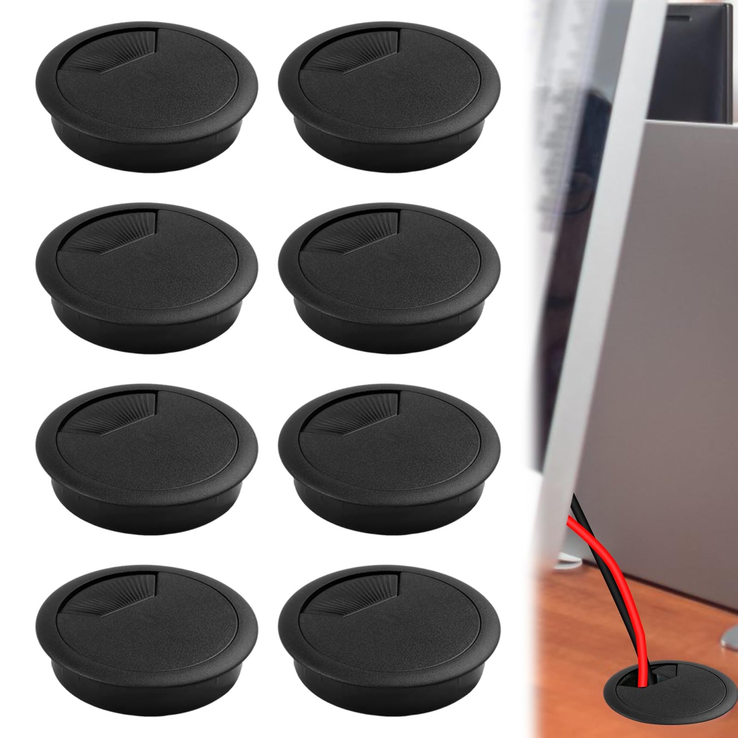 8 Pack 80mm Desk Grommet, Desk Cable Hole Cover, Tabletops Plug Hole ...