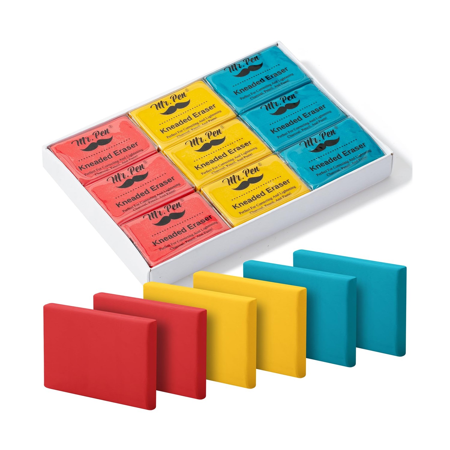 Mr. Pen- Kneaded Eraser, 18 Pack, Colorful, Kneaded Erasers for Artists ...
