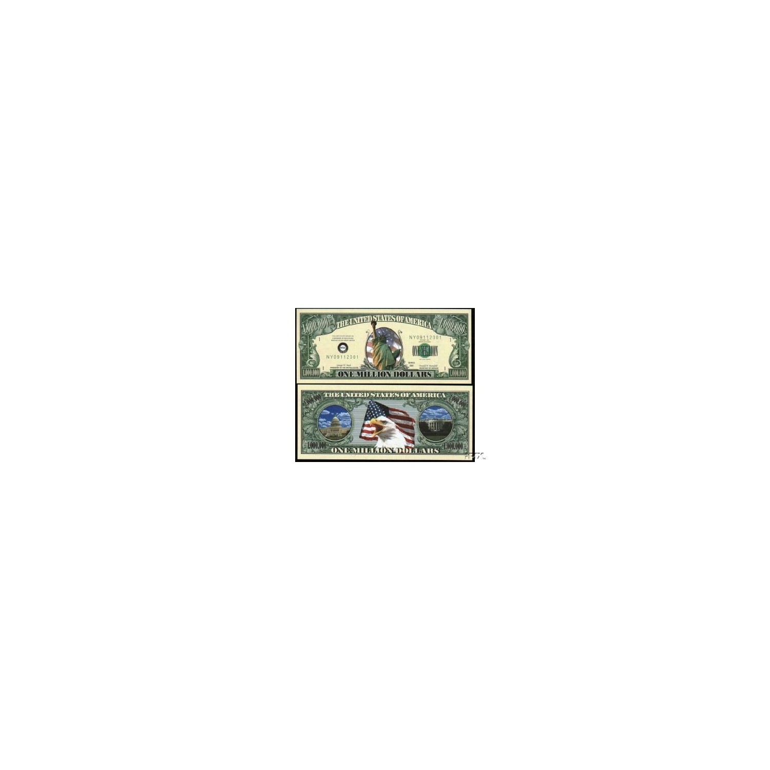 Statue Of Liberty Million Dollar Bill - Comes In High Quality Currency ...