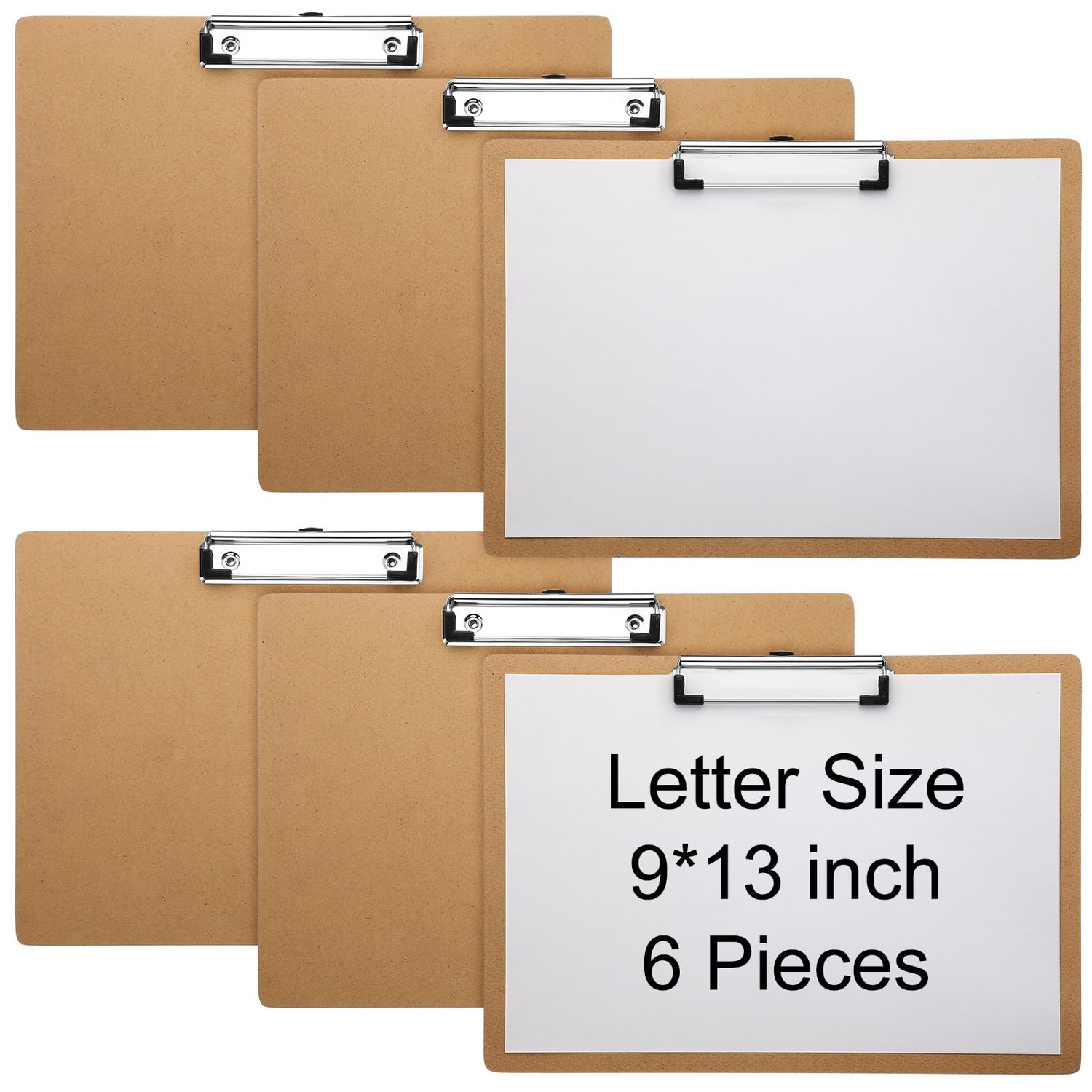 Sherr 6 Pcs Large 9 x 13 Inch Wooden Horizontal Clipboard Large ...