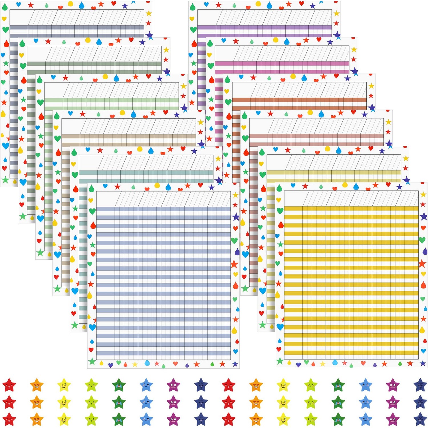 Ctosree 12 Pcs 17"x 22" Incentive Chart Reward Chores Chart Multicolor ...
