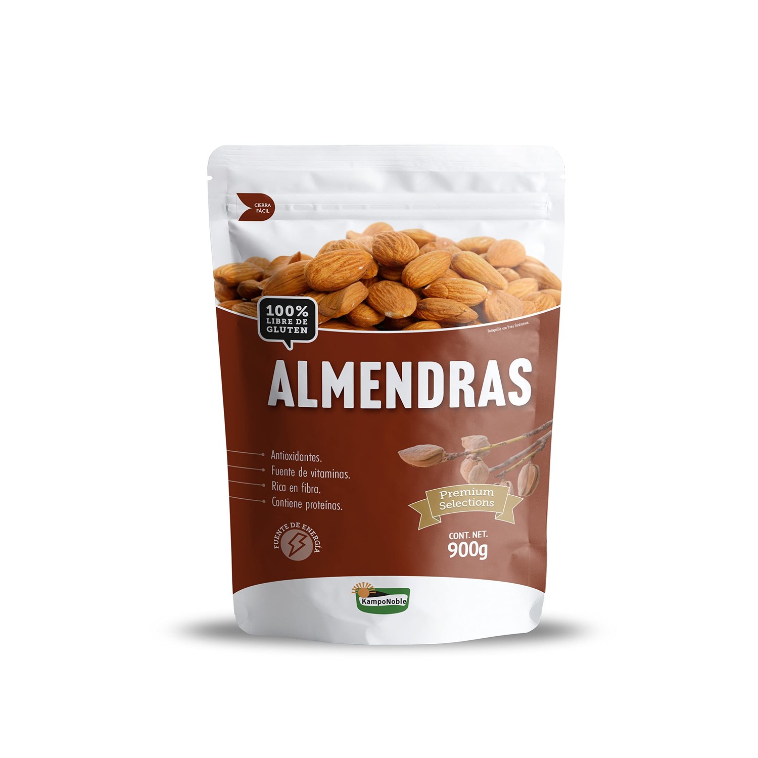Almendras Naturales Kamponoble | Comt. Net.: 900 g | Crudas, Sin Sal ...