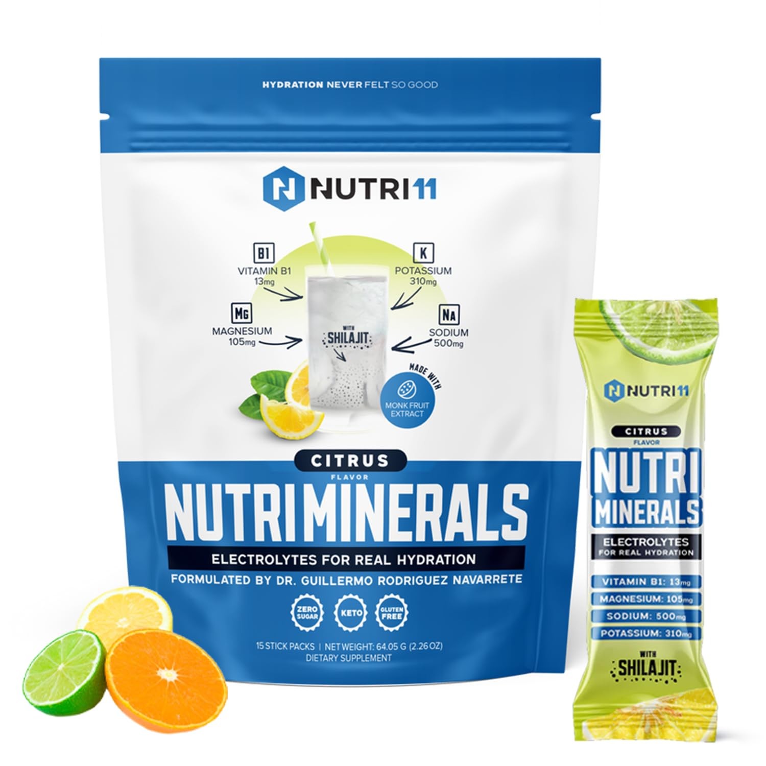 Nutri11 NUTRIMINERALS Hydration Electrolyte Powder | Advanced Vitamin B1, Shilajit & Pink ...