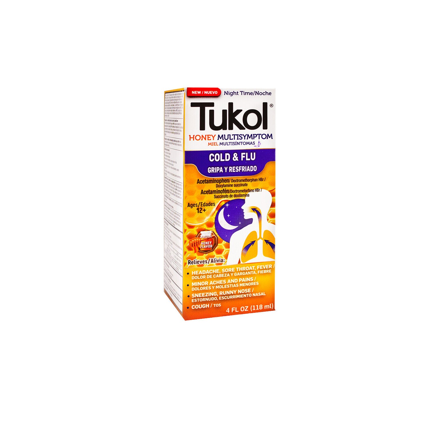 Tukol Honey Multi Symptom Nighttime Cold Syrup. Cough, Flu & Pain ...