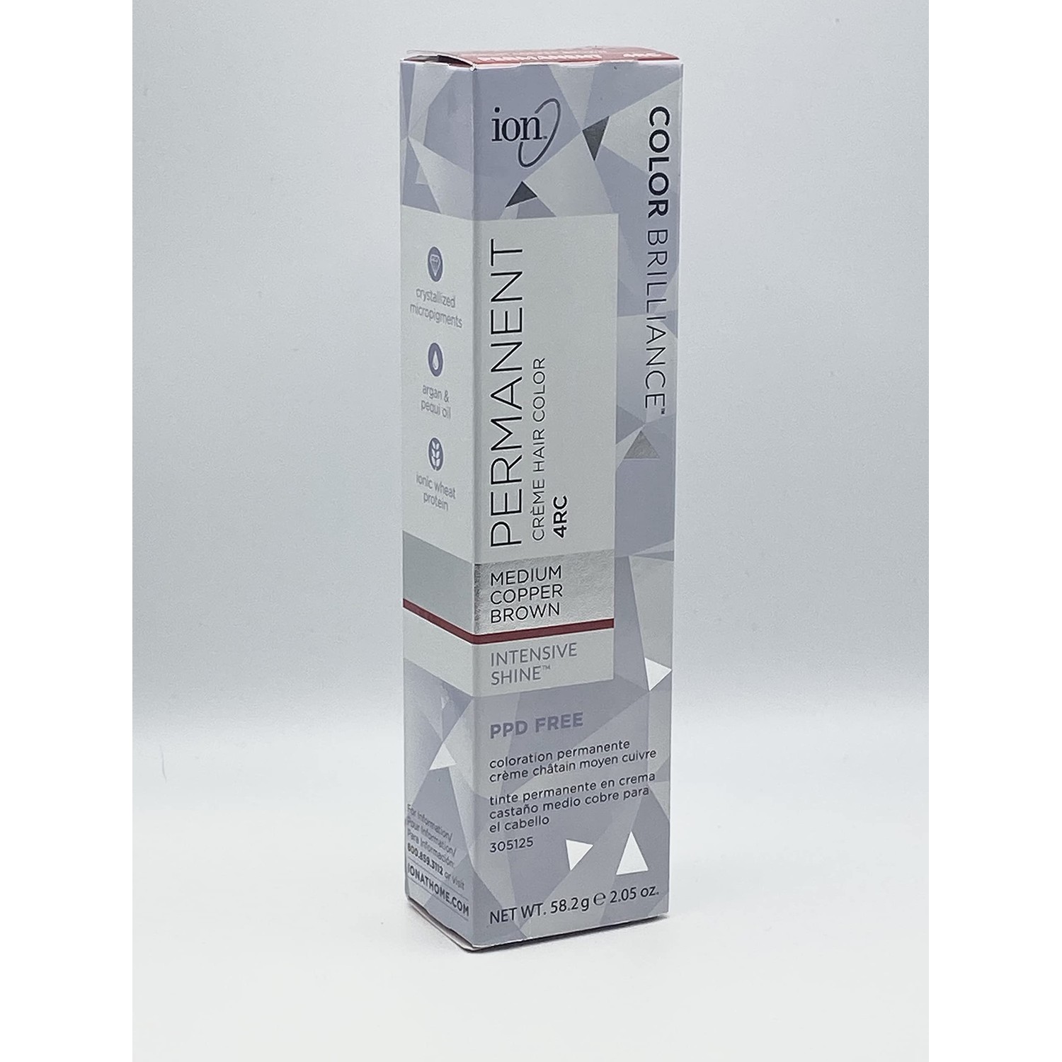 Ion Permanent Creme Hair Color 4RC Medium Copper Brown, Vegan, Cruelty ...