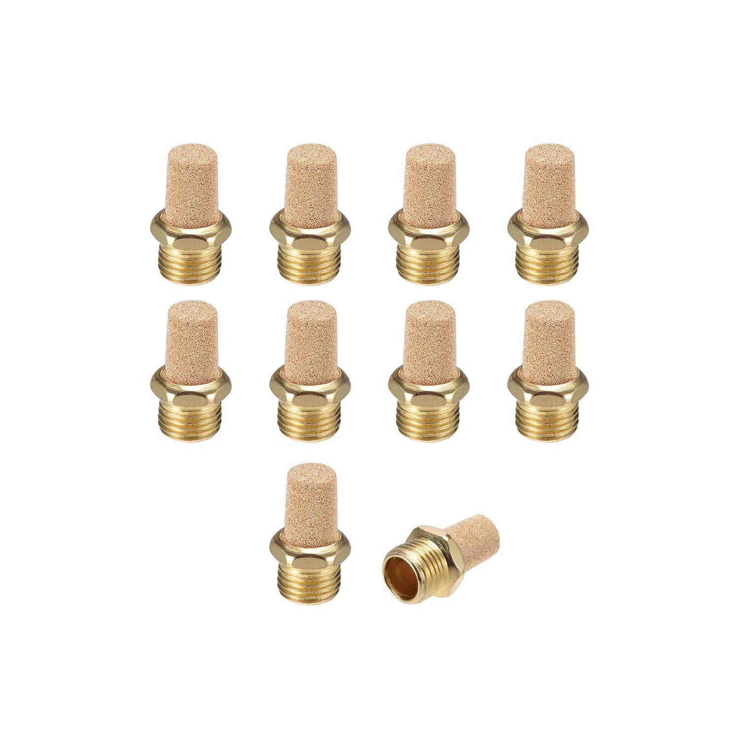 sourcing map Brass Exhaust Muffler, 1/4" PT Male Thread 19/32" Hex ...