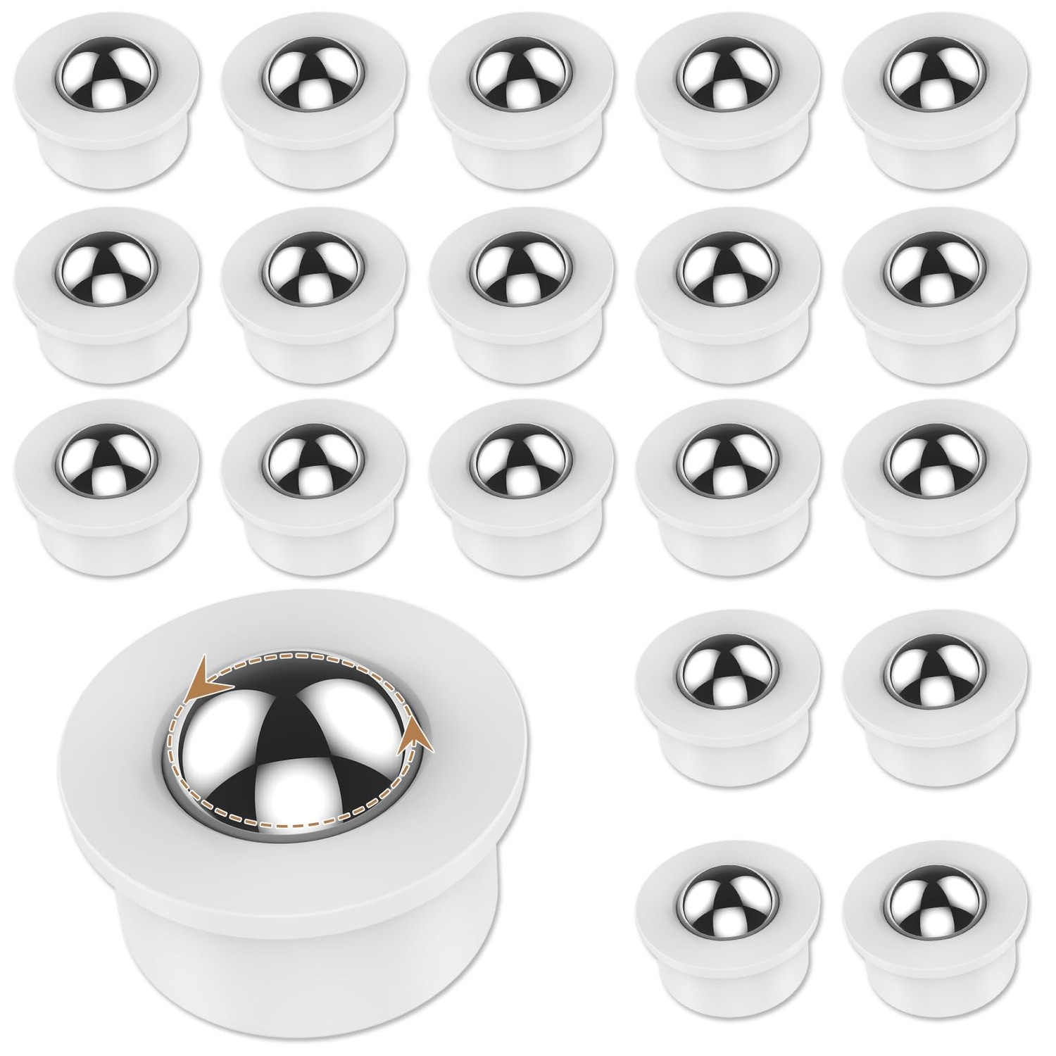 20Pcs Mini Caster Wheel 360° Rotatable Mini Ball Transfer Bearing ...