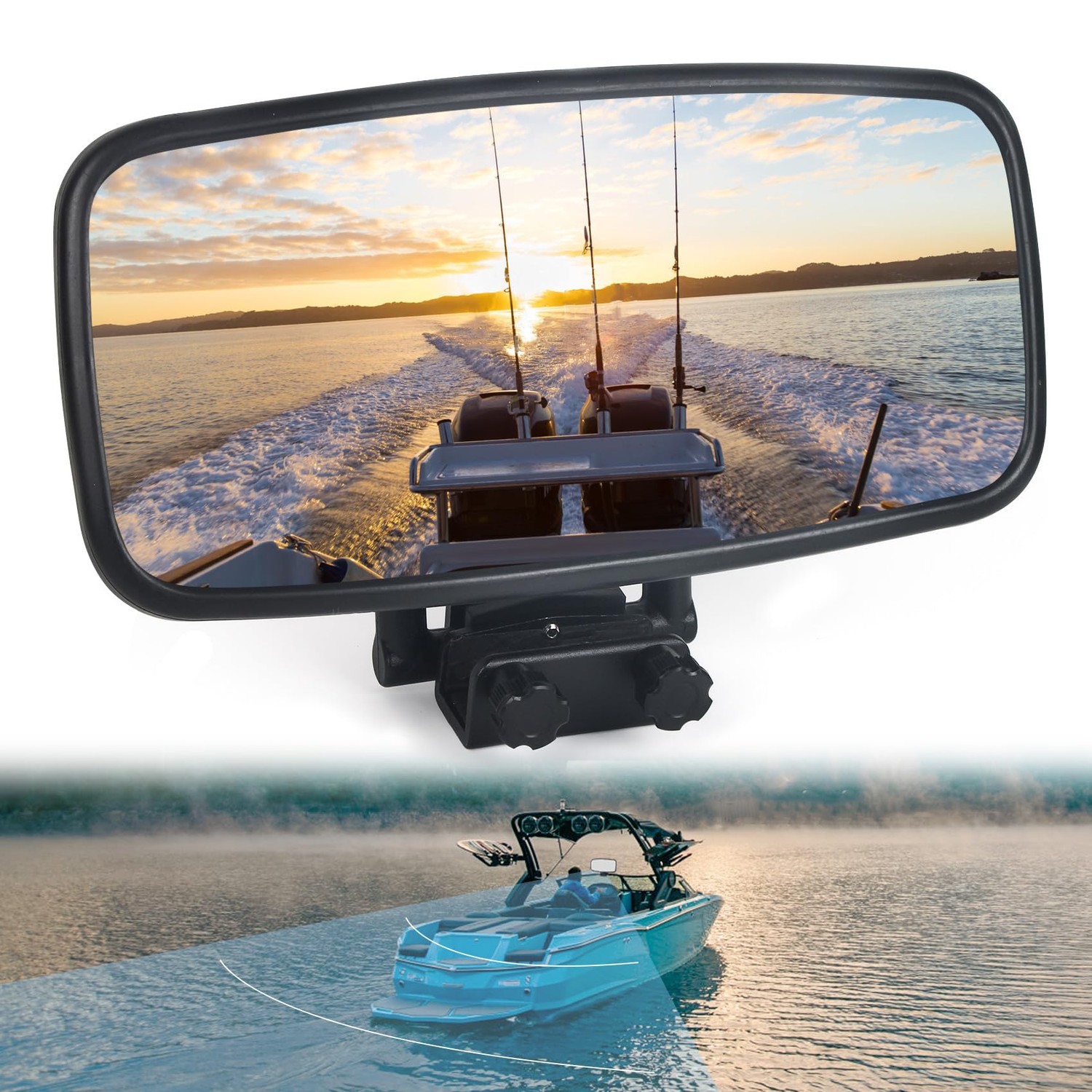 Boat Mirror Rear View 7"x14",Marine Wide Angle Convex Boat Mirrors ...