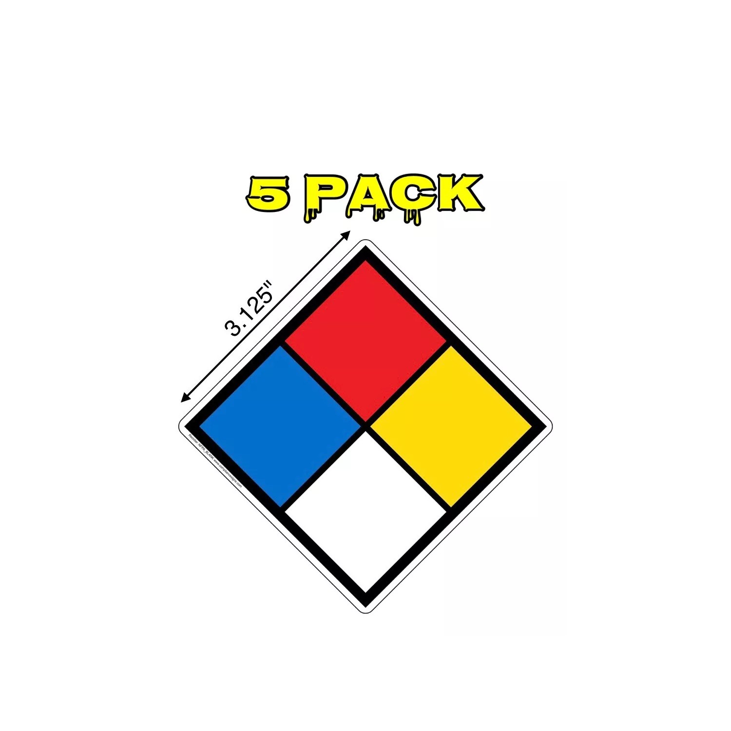 National Marker (5 Pack) 3.125" Blank NFPA 704 Diamond Decal Vinyl ...