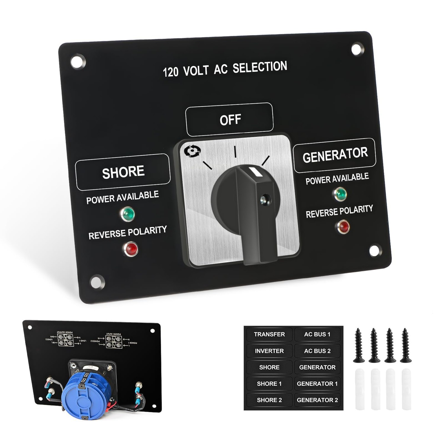 OELFFOW AC Rotary Selector Switch Panel - 120V 30A, 2 Position Rotary ...