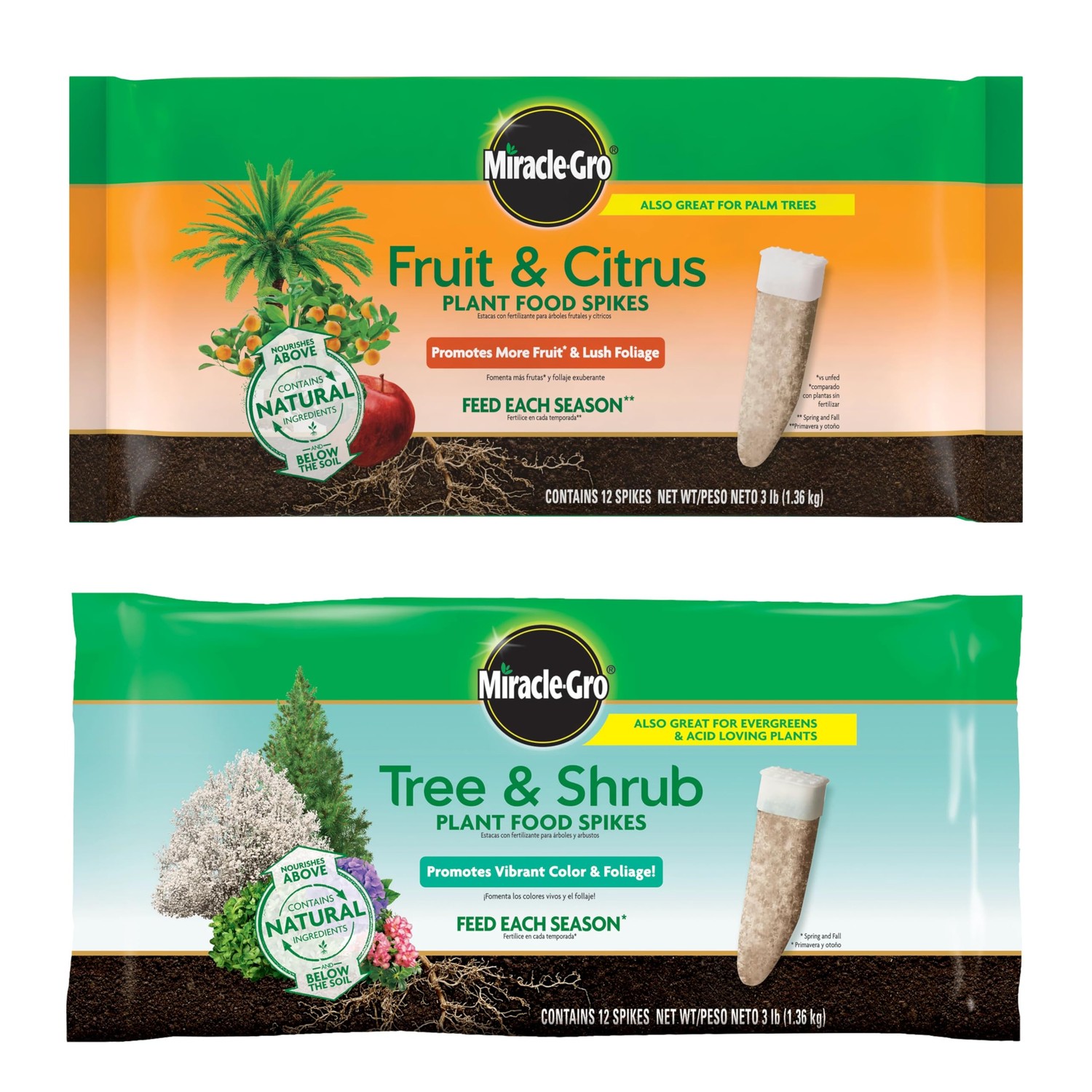 Miracle-Gro Plant Food Spikes Bundle for Fruit and Citrus Plus Trees ...