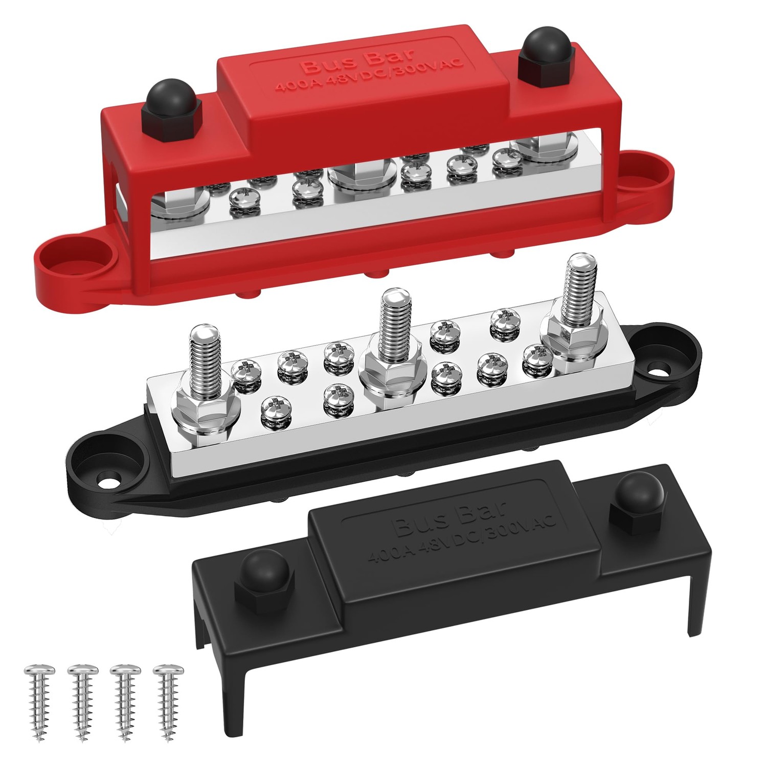 Joinfworld Power Distribution Block 400A Bus Bar 12V 48V with 3 x 5/16 ...