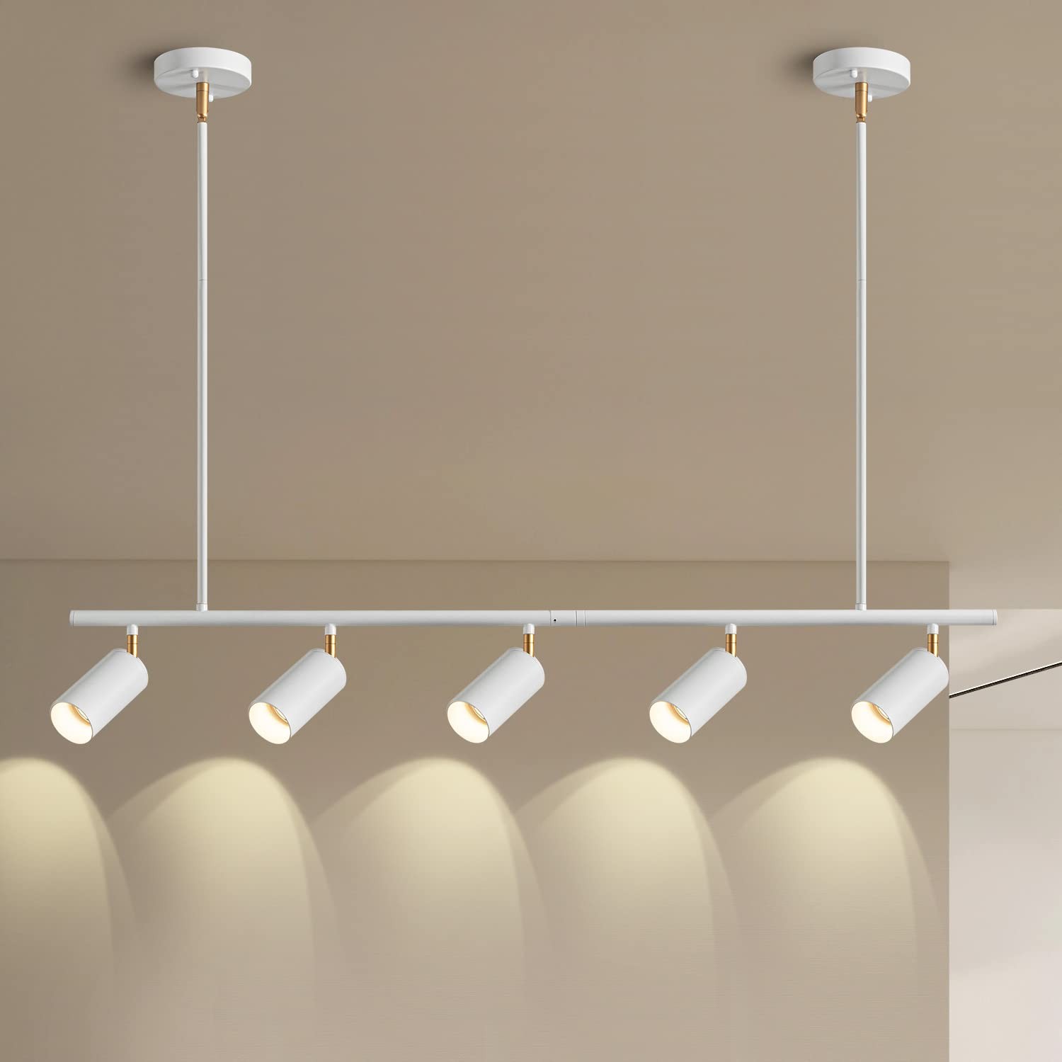 YongMing CL 5-Light Chandelier Track Light, Modern White Gold Track ...