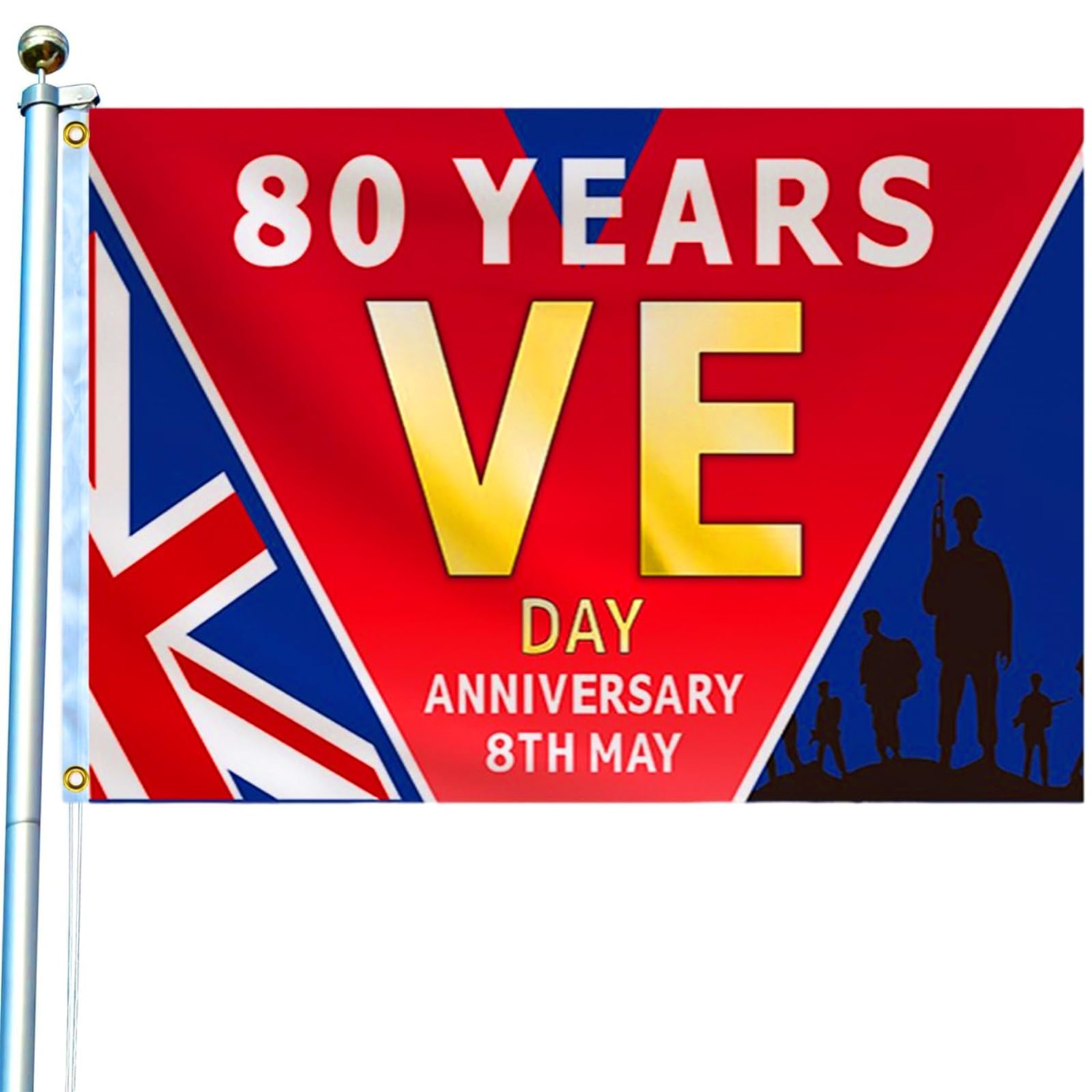 Ve Day 80th Anniversary Flag 2025, Ve Day 80th Anniversary Decorations ...