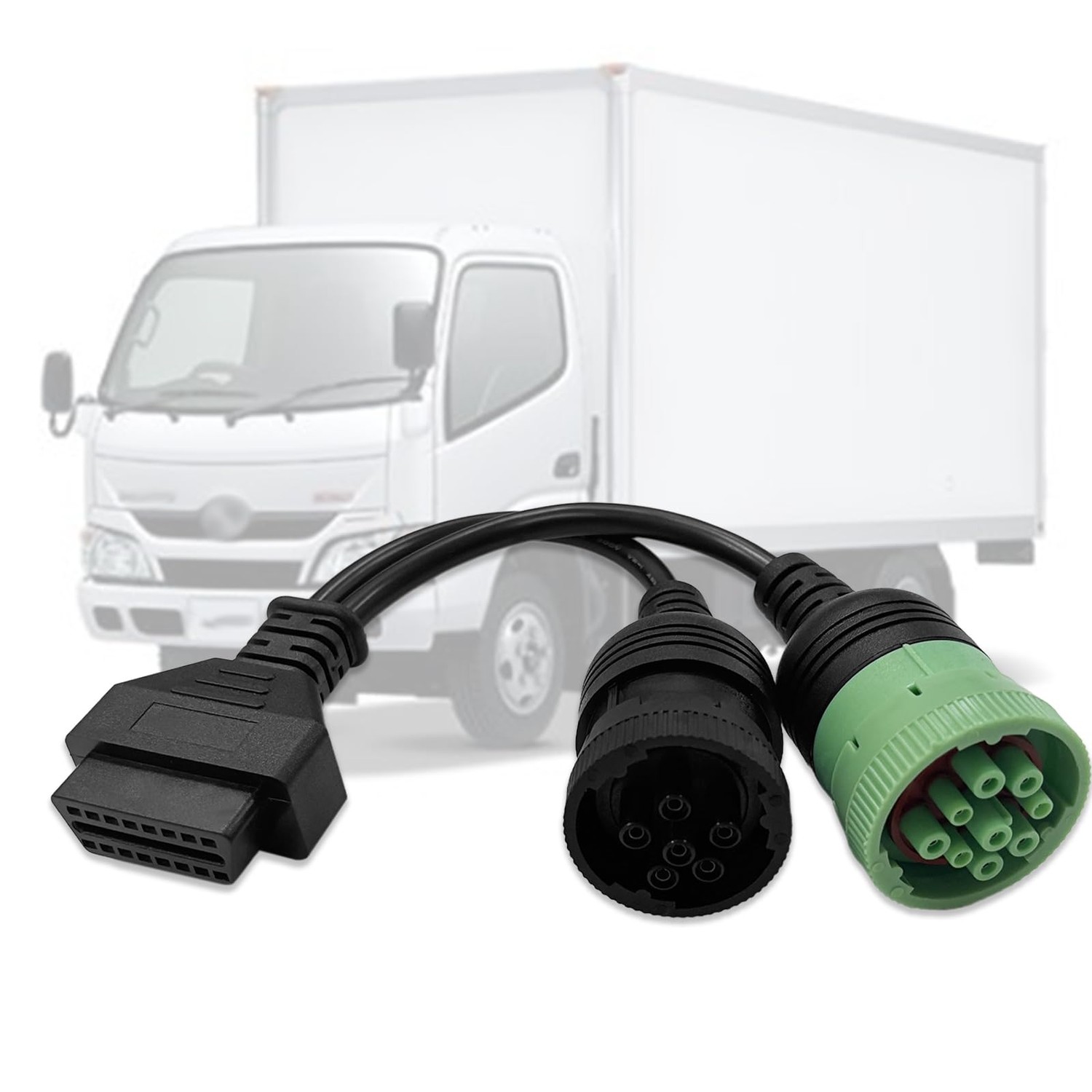 AMHTDOL OBD to Type 2 Green 9 Pin J1939 and 6 Pin J1708 to OBD2 Split Y ...