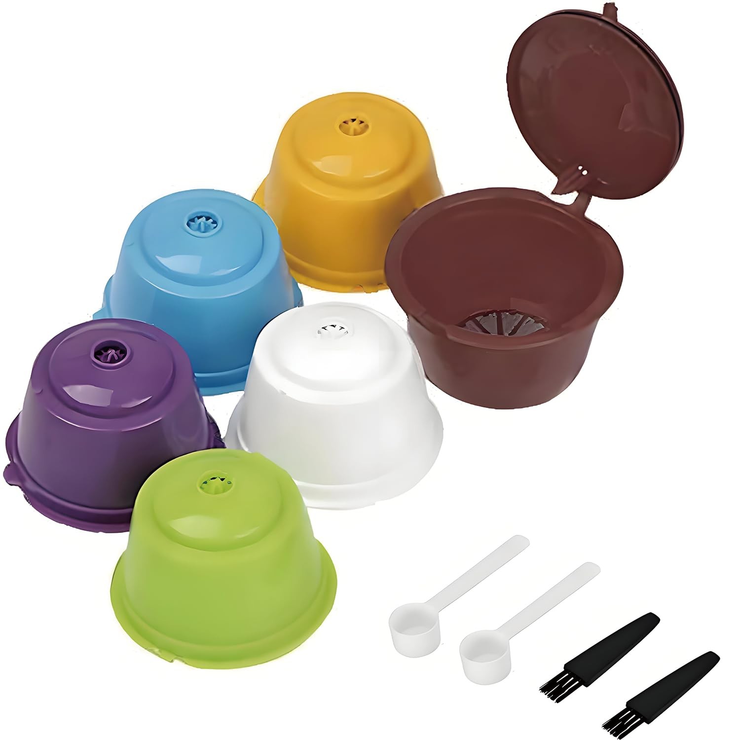Pack of 6 Reusable Capsules for Coffee Machines, Plastic Coffee ...