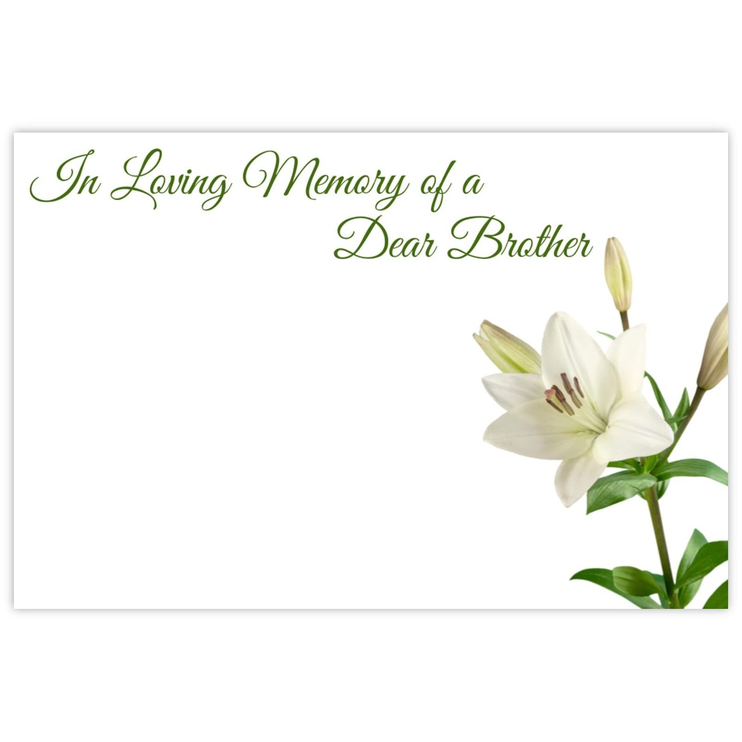 celloexpress In Loving Memory Brother (White Lily) Flower Message Cards ...