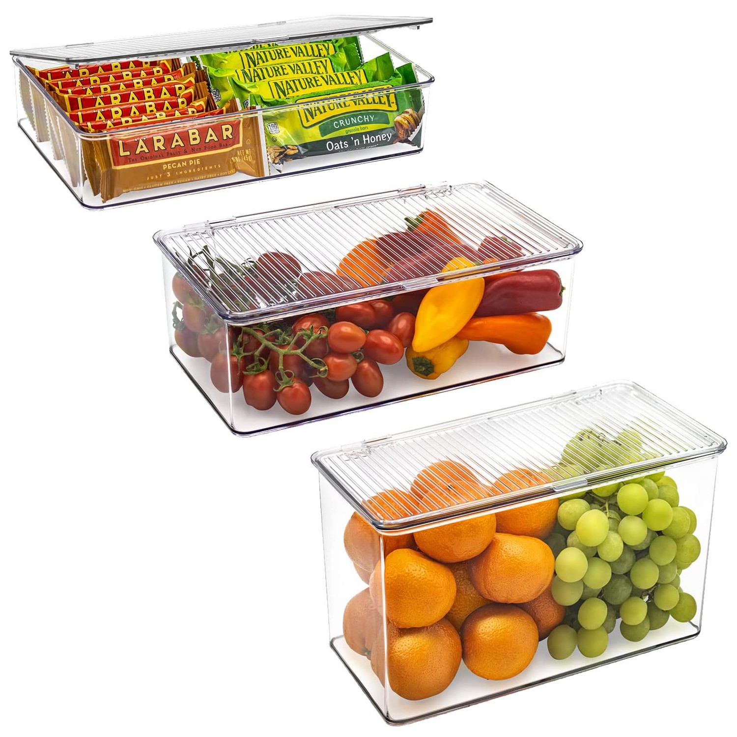 Sorbus 3 Pack Clear Plastic Storage Bins with Lids - Stackable ...