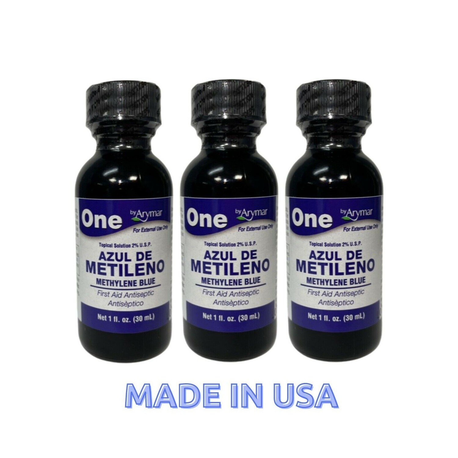 [3 PACK] One by Arymar Methylene Blue (Azul de Metileno) 1 fl oz Made ...