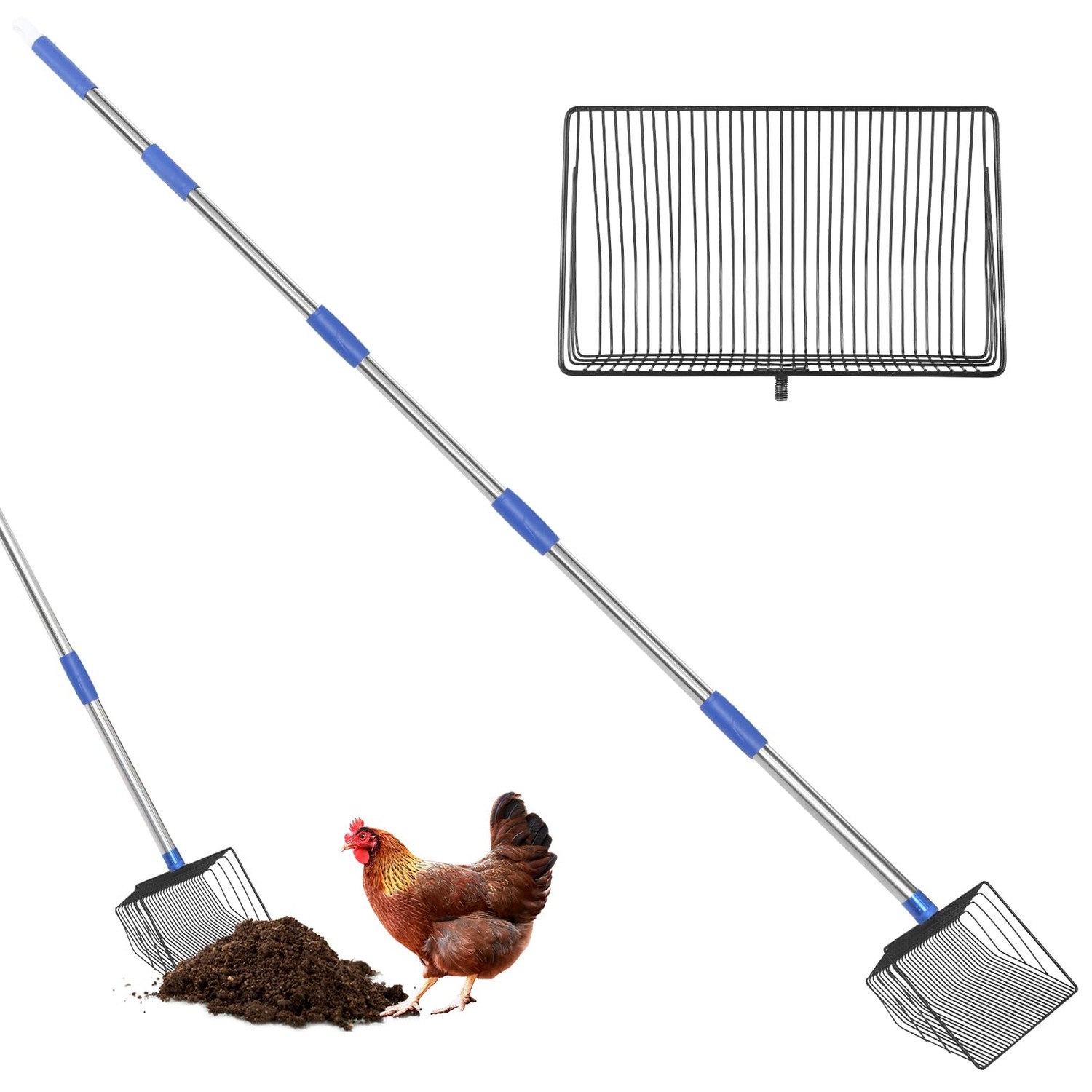 Chicken Poop Scooper,10" Heavy Metal Chicken Poop Scooper, 4-in-1 ...