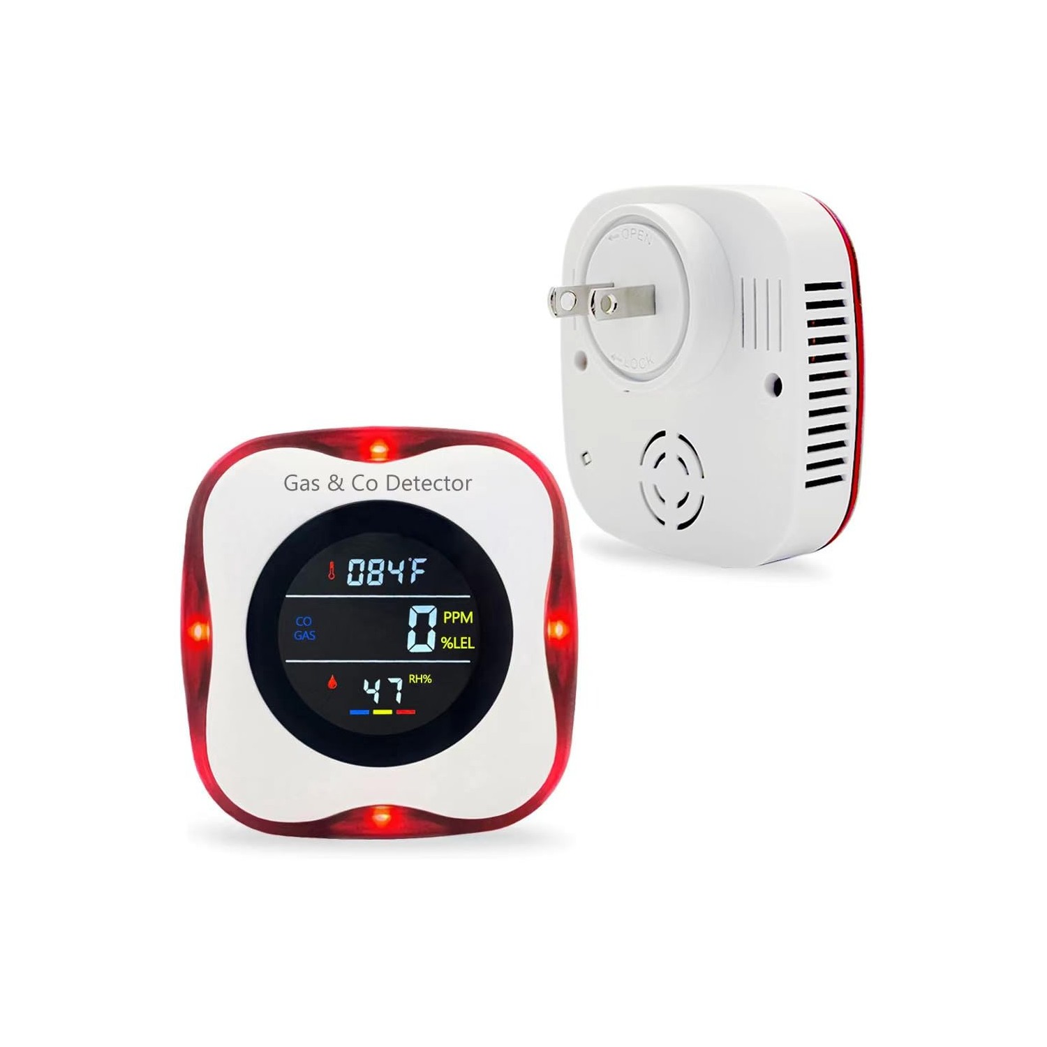 Natural Gas Leak Detector 4 in 1 Plug in Carbon Monoxide Detector ...