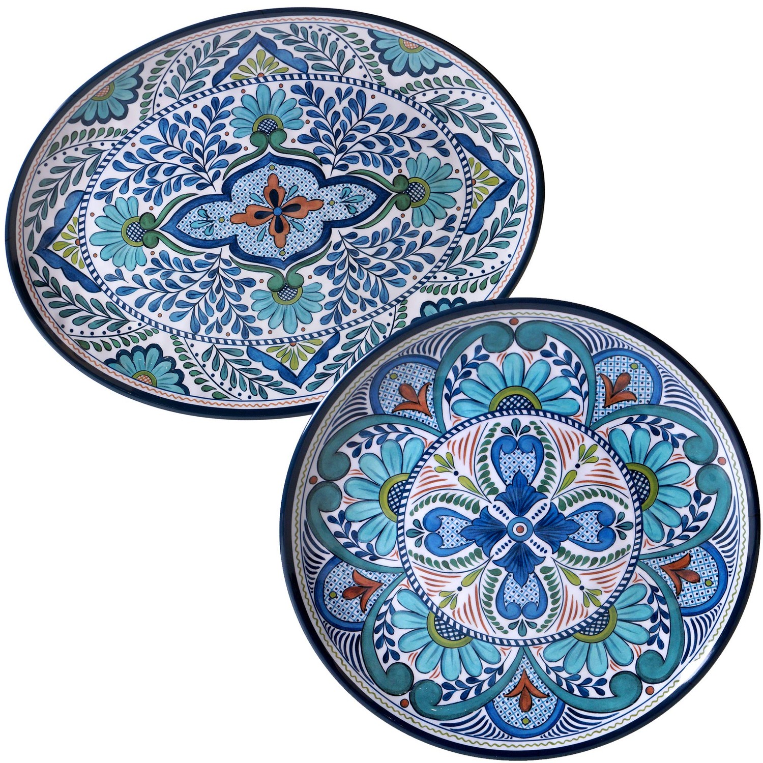 Talavera Melamine Platter Set of 2, Multicolor Decorative Serving Trays ...