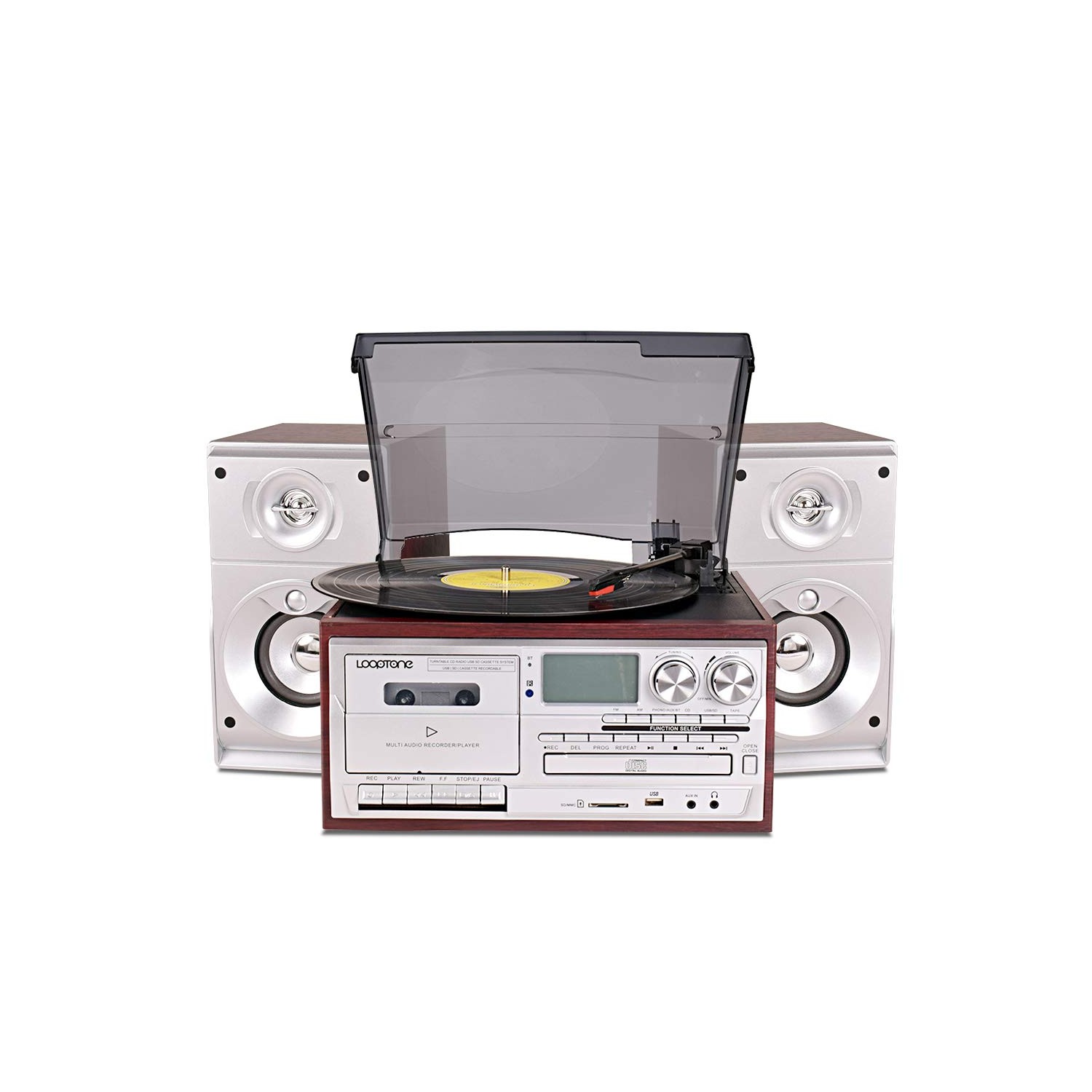 LoopTone Vinyl Record Player with Dual 15W External Speakers 9 in 1 3 ...