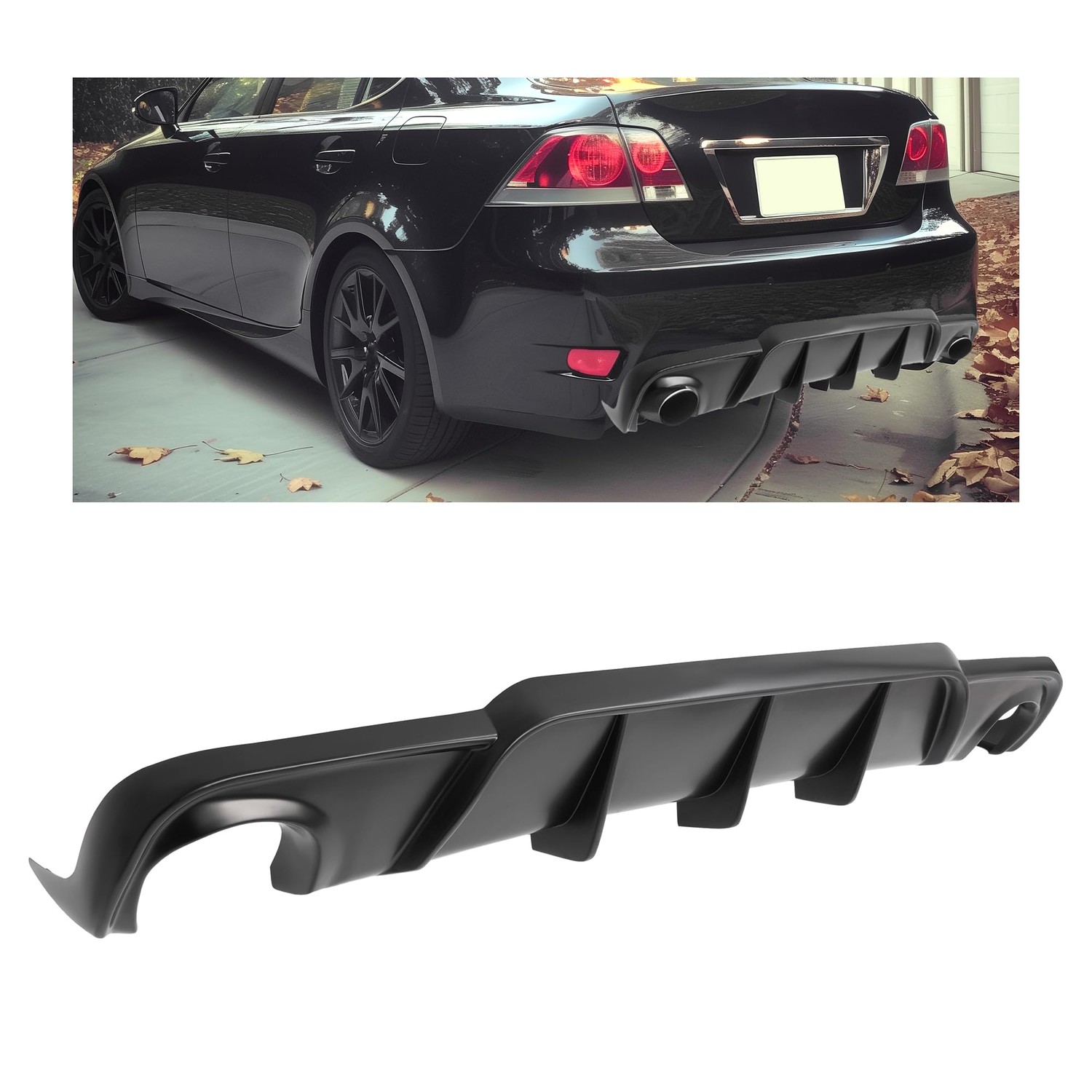 KUAFU Rear Bumper Diffuser Compatible with 2006-2013 Lexus IS250 IS350 ...