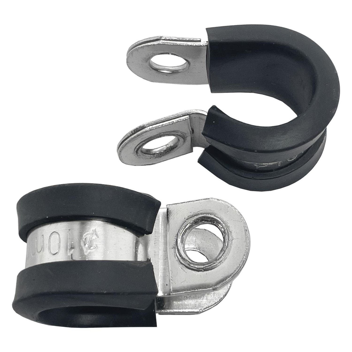 Lumonic 10 x 10 mm pipe clamps with rubber insert, stainless steel V2A ...