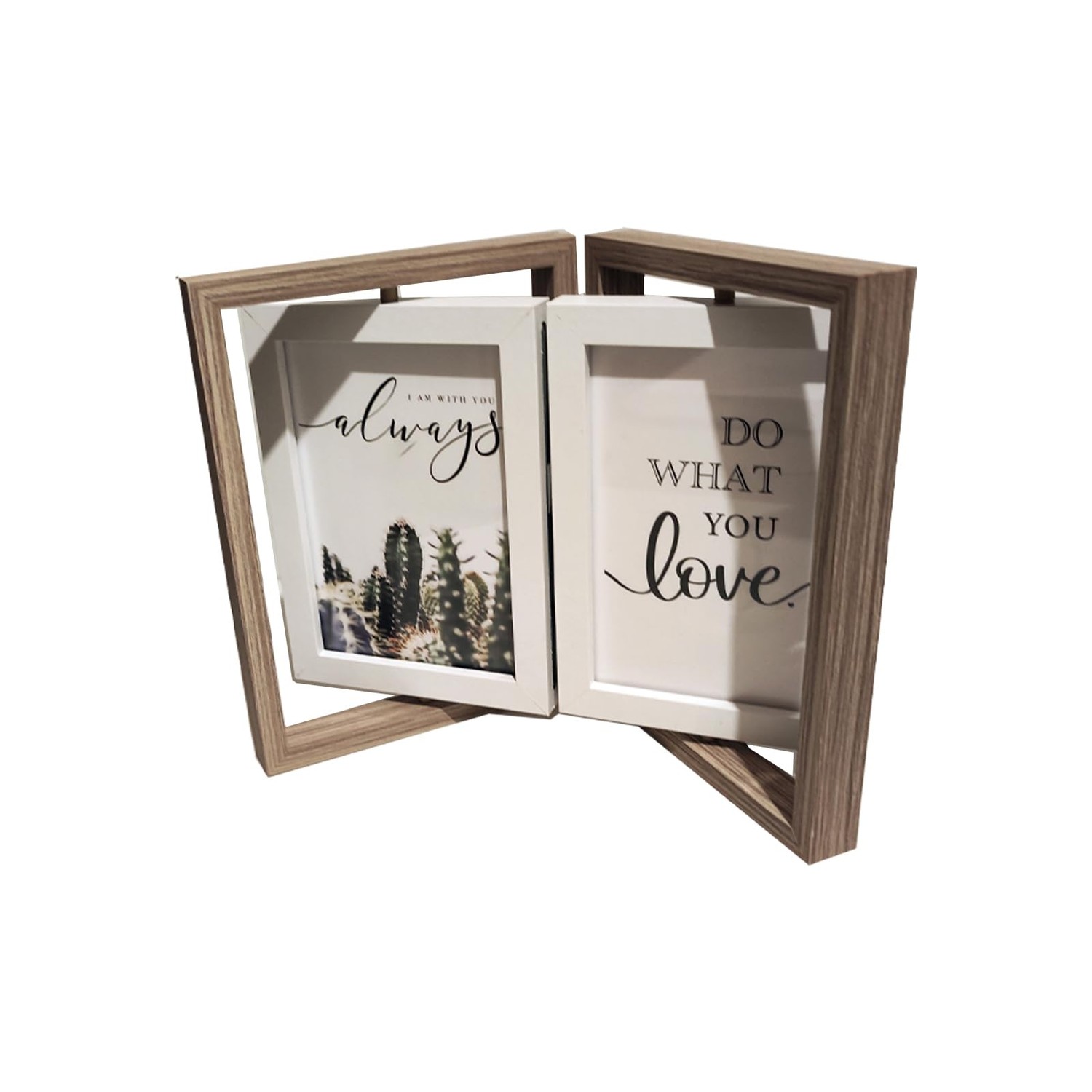 IELEPHONIX Wooden Hinged Double floating rotating Picture Frame for ...