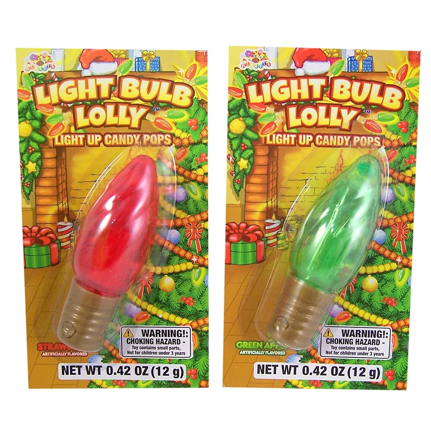 Lighted Christmas Light Bulb Lolly Candy Pops Lollipops (2 Pack ...