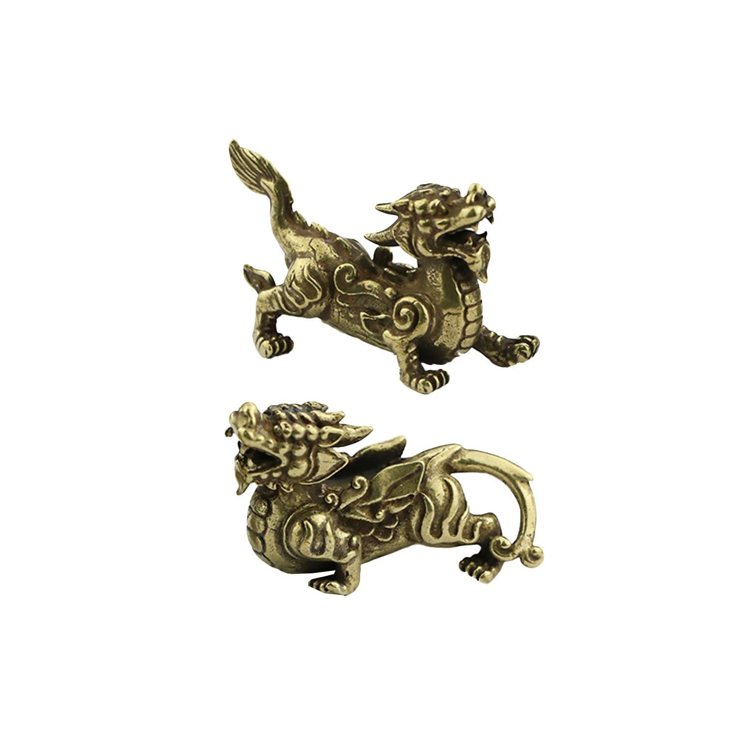 Milisten 1 Pair Brass Feng Shui Pi Yao Figure Chinese Pi Xiu Ornament ...