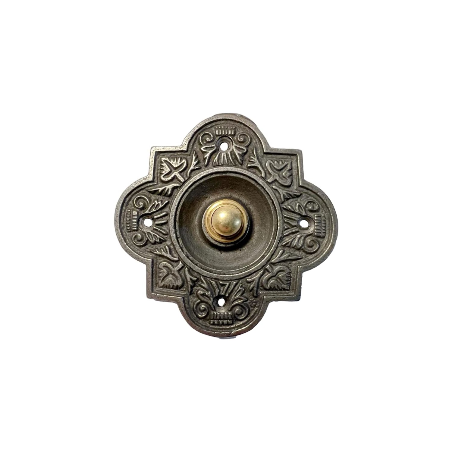 Cast Iron Traditional Quatrefoil Shape Doorbell Push Button |10cm x ...