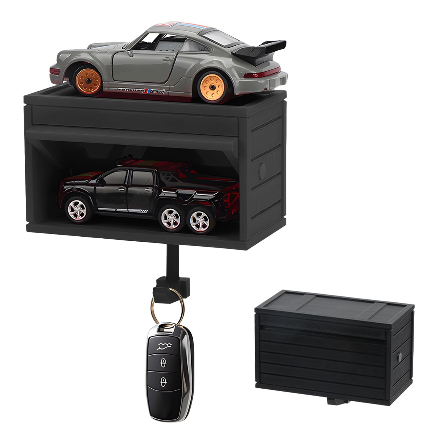 WOUYTPE Car Garage Key Holder, Car Garage with Opening Door, 3D Key ...