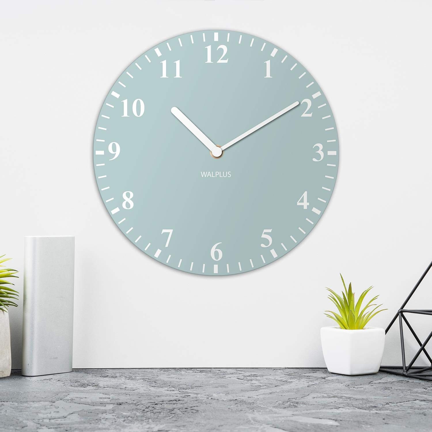 Duck Egg Blue MDF Wall Clock 30cm Analog Face Lightweight Decoration ...