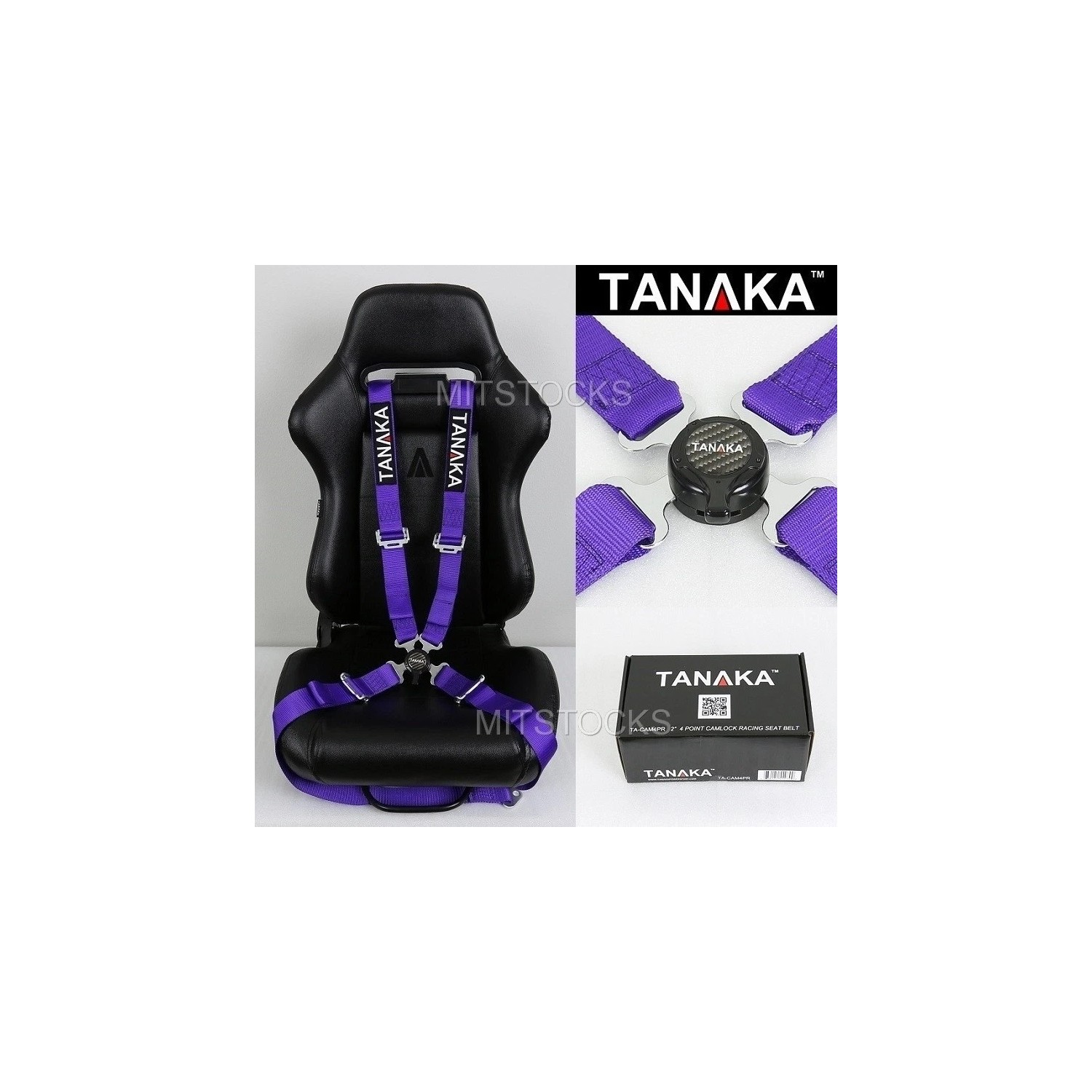 TANAKA UNIVERSAL PURPLE 4 POINT CAMLOCK QUICK RELEASE RACING SEAT BELT ...