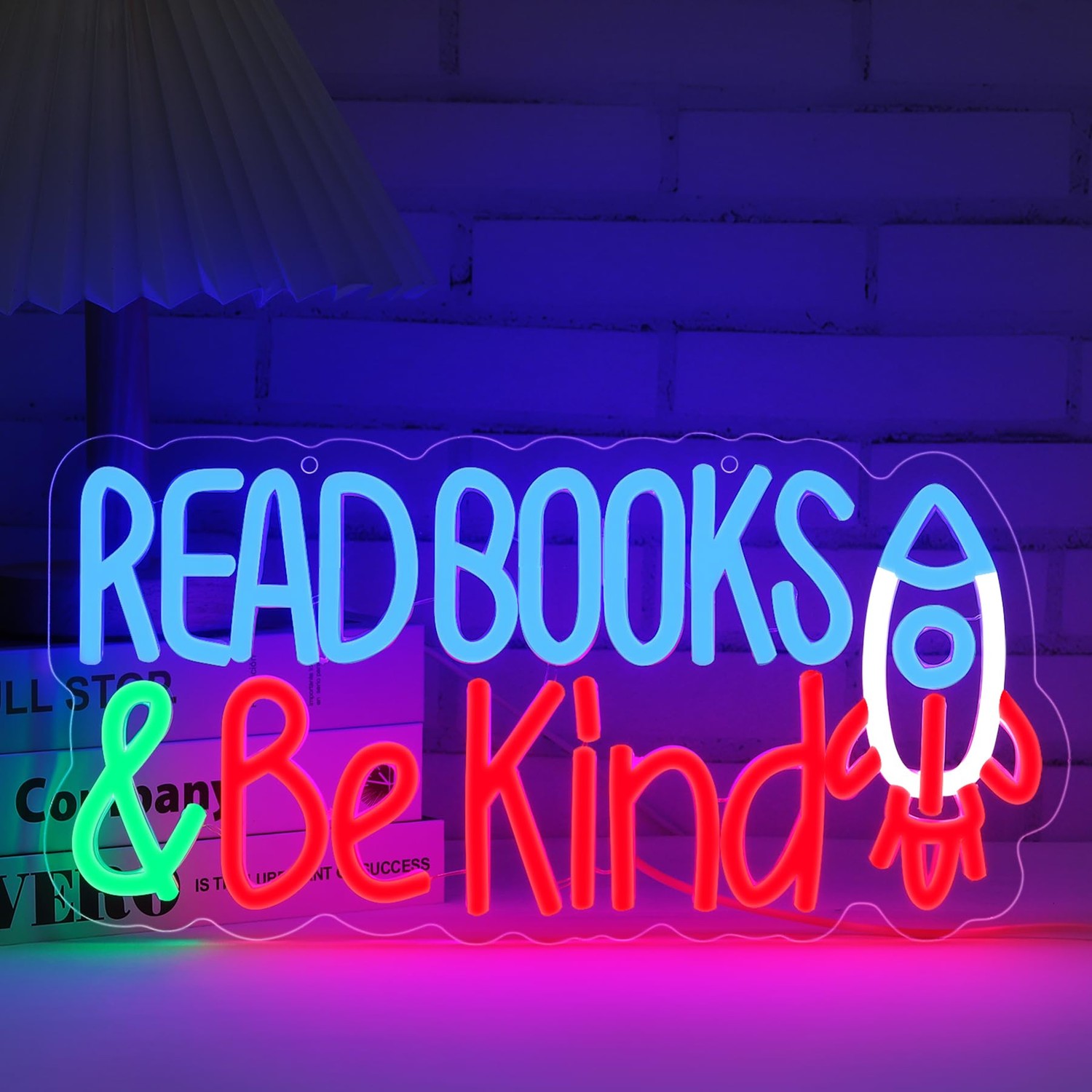 Read Books and Be Kind Neon Sign Rocket LED Neon Signs,Neon Signs for ...